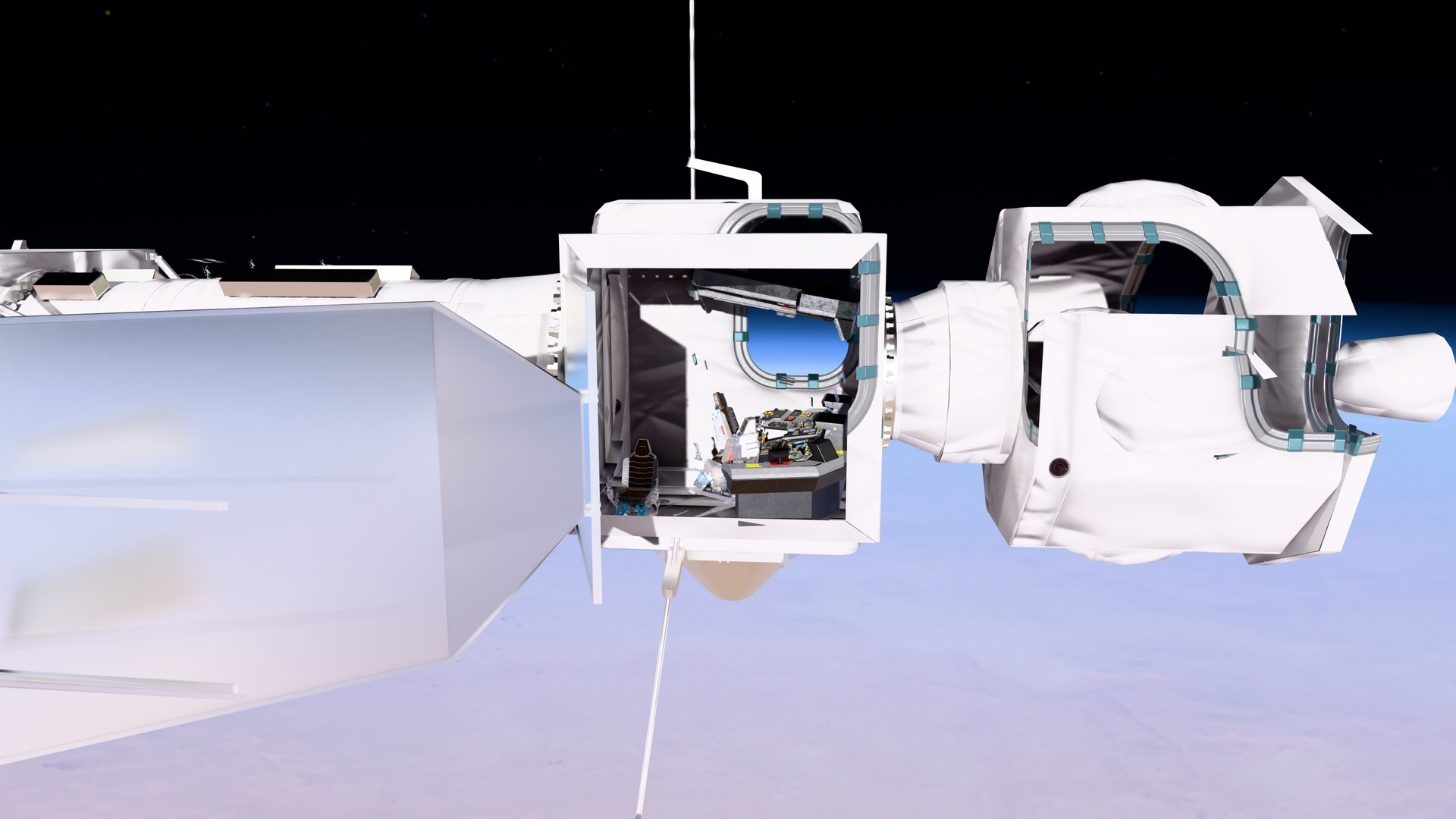 Modular Space Satellite With Control Room Model - TurboSquid 2410684
