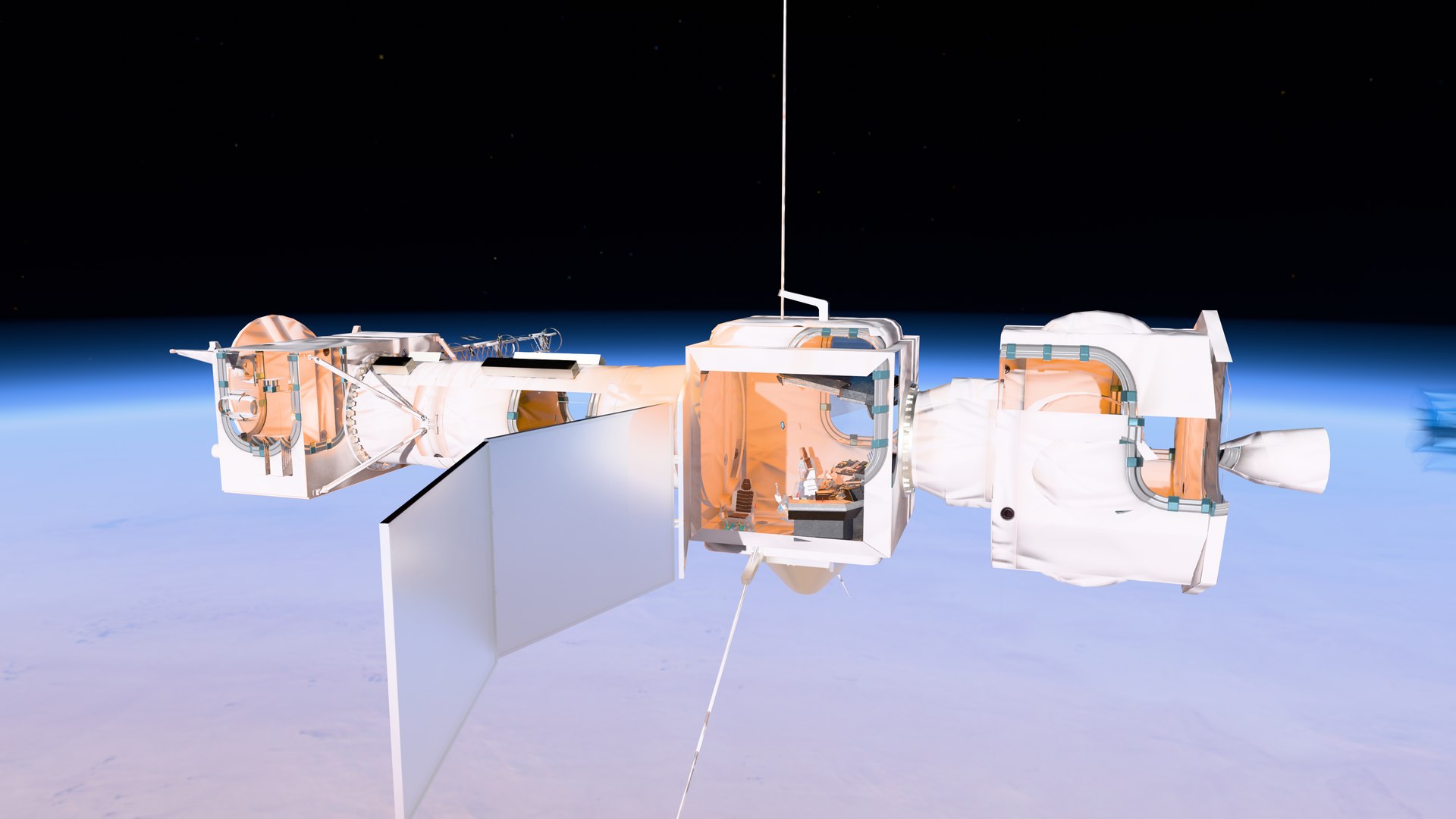 Modular Space Satellite With Control Room Model - TurboSquid 2410684