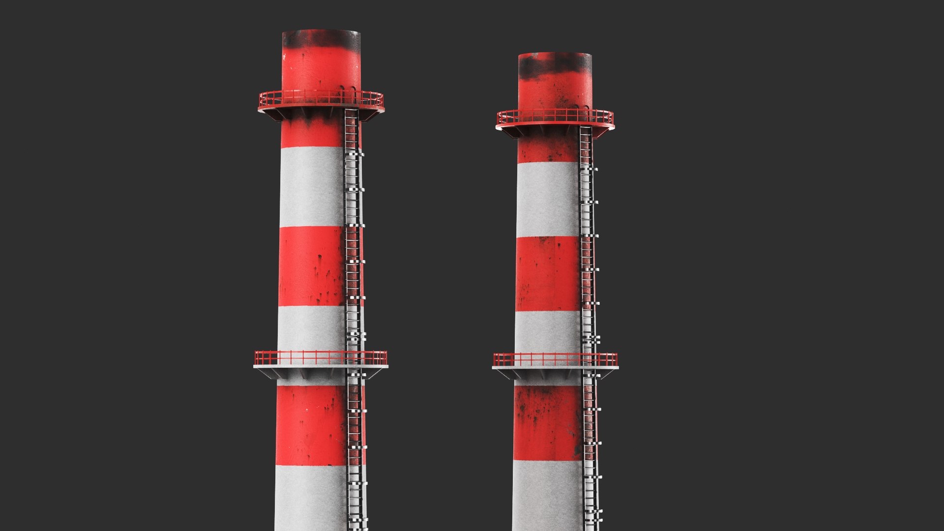 Detailed Refinery Chimneys 3D Model - TurboSquid 2338823
