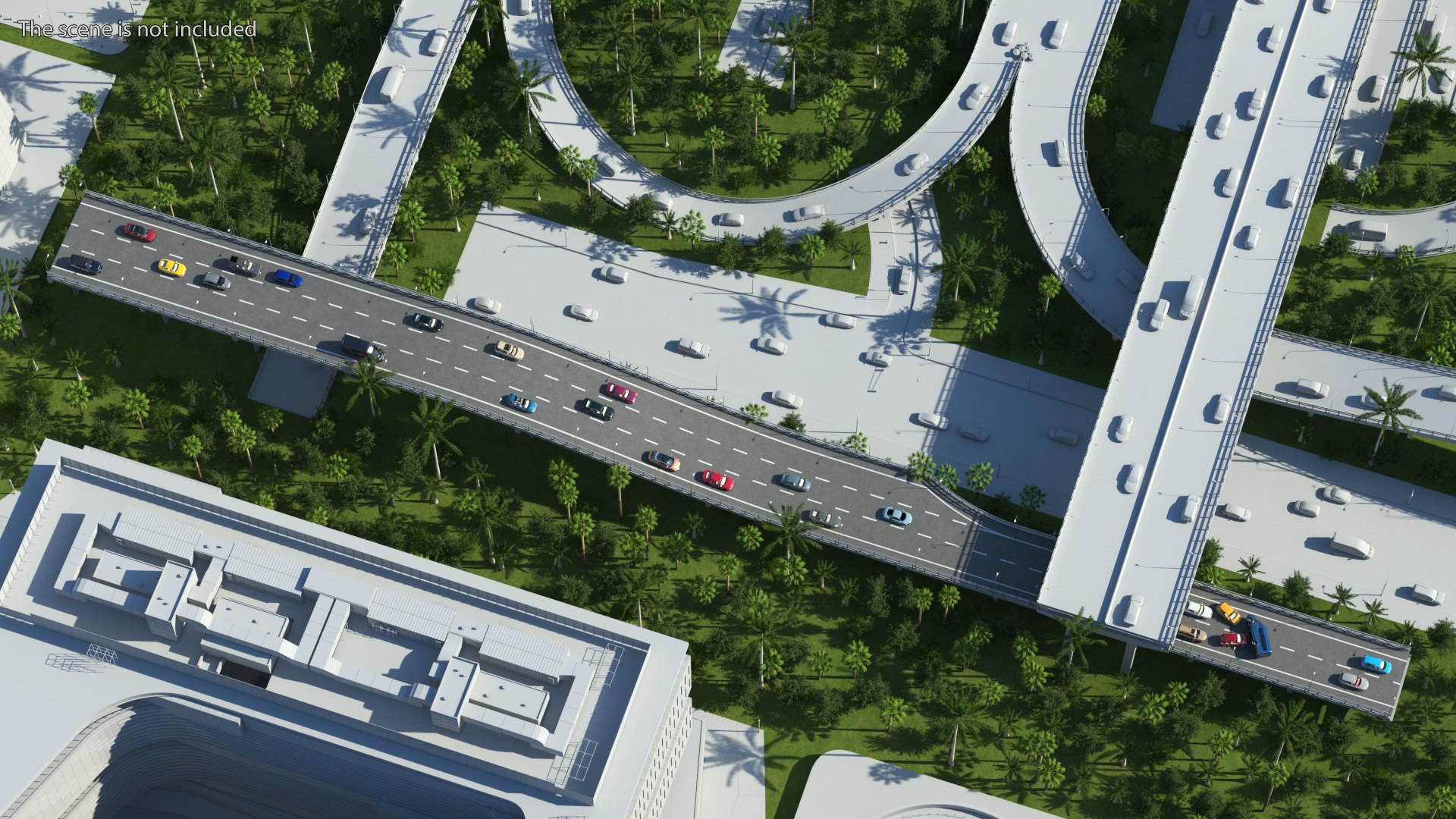 3D Model Connectable Highway Road Elements Overpass 2 To 3 Lane ...