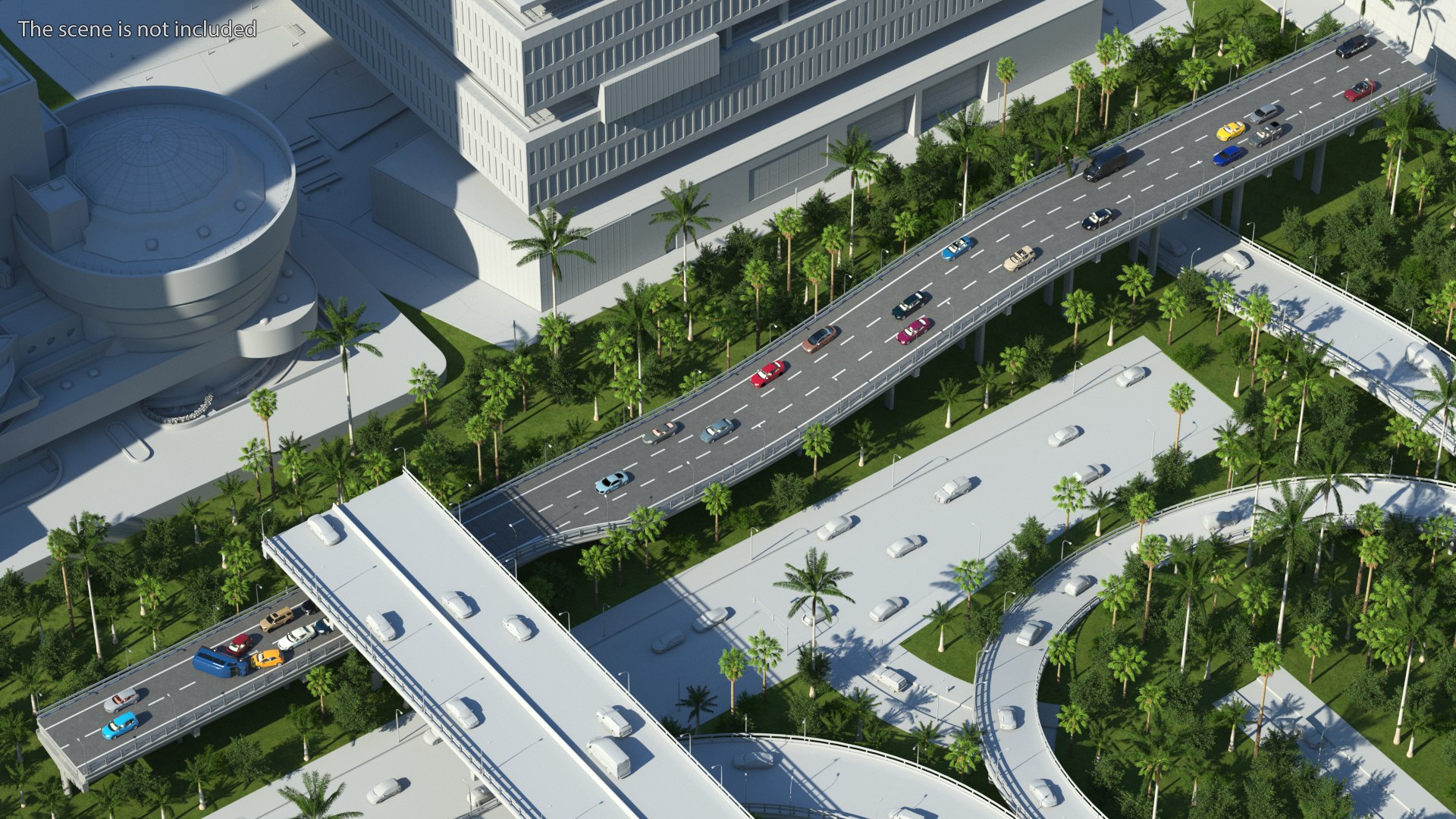 3D Model Connectable Highway Road Elements Overpass 2 To 3 Lane ...