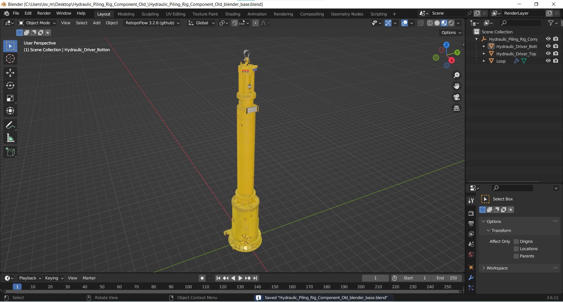 3D Hydraulic Piling Rig Component Old - TurboSquid 2342341