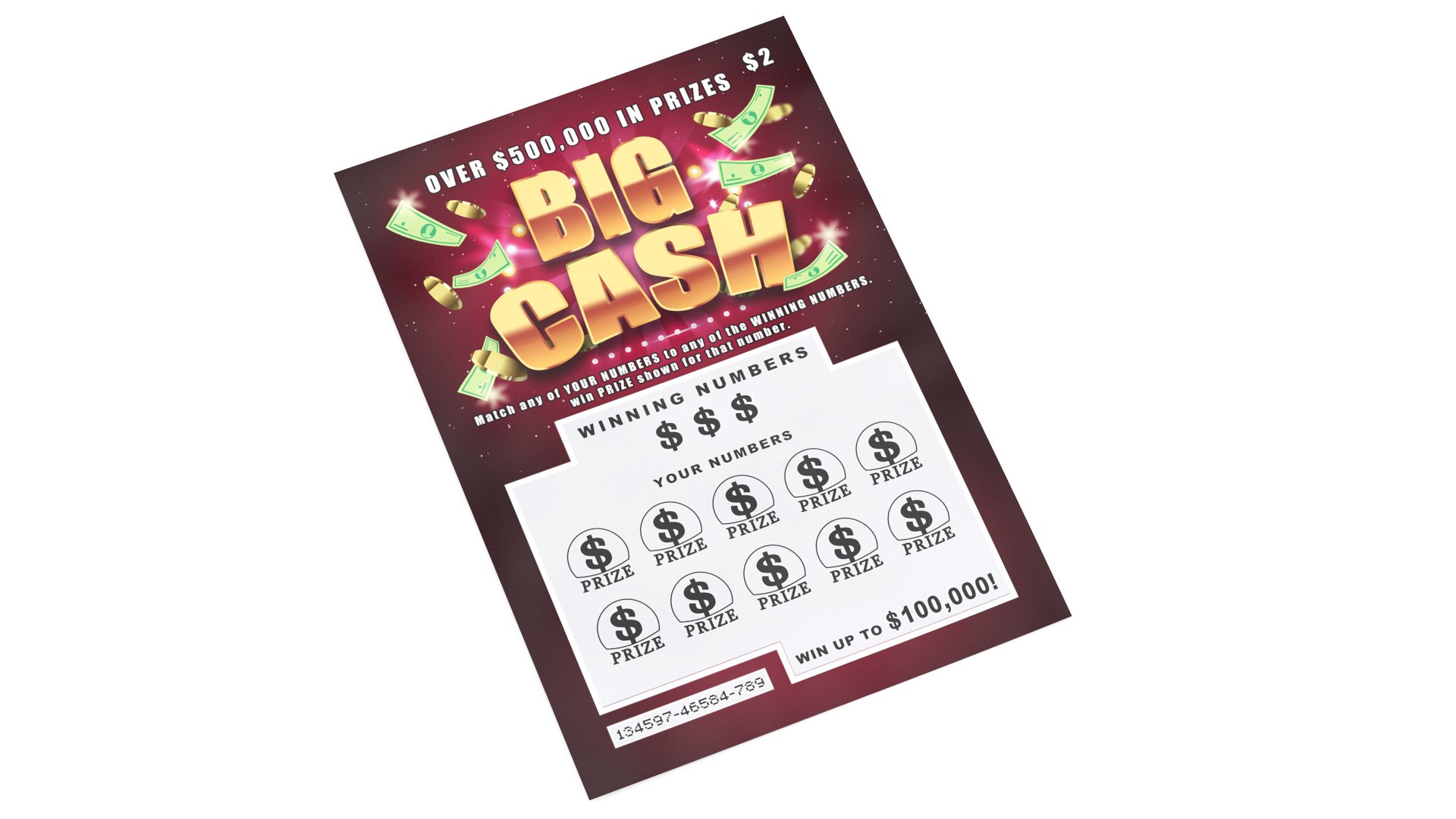3D Big Cash Scratch Off Lottery Ticket model - TurboSquid 2115186