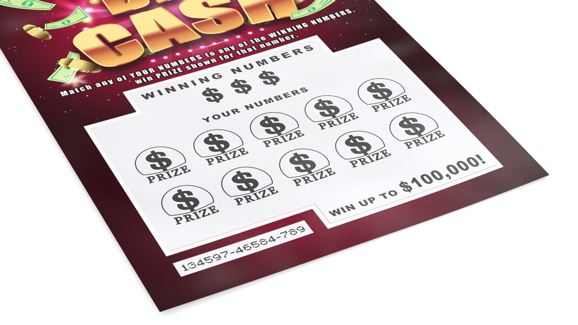3D Big Cash Scratch Off Lottery Ticket model - TurboSquid 2115186