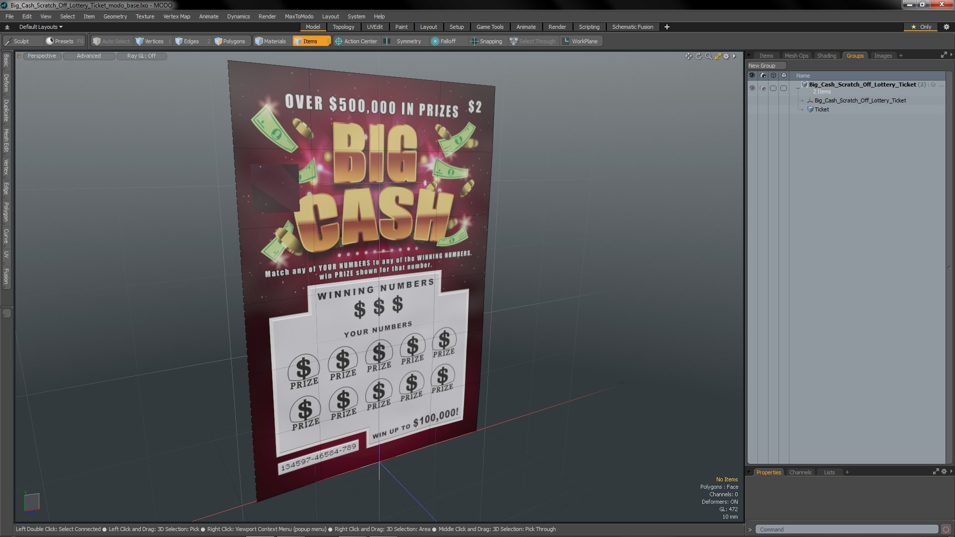 3D Big Cash Scratch Off Lottery Ticket model - TurboSquid 2115186