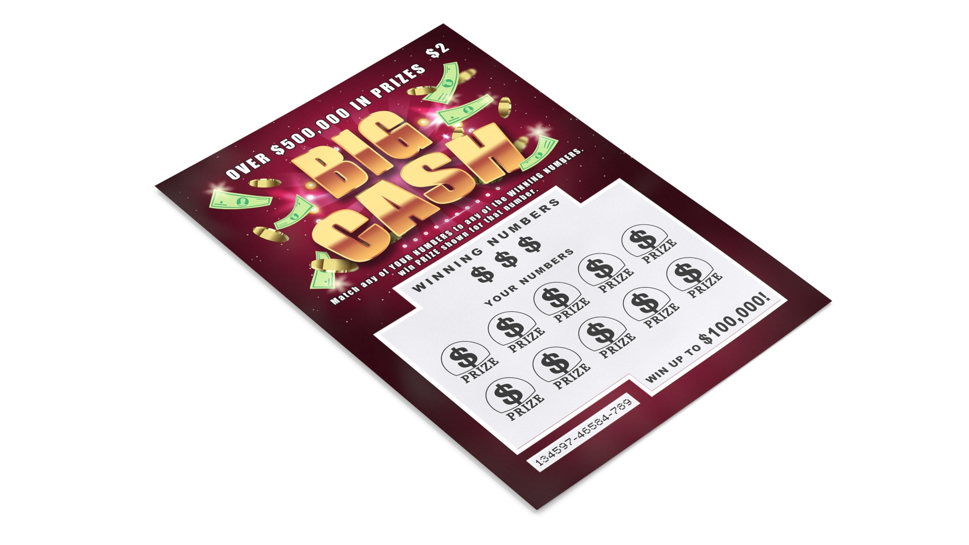 3D Big Cash Scratch Off Lottery Ticket model - TurboSquid 2115186