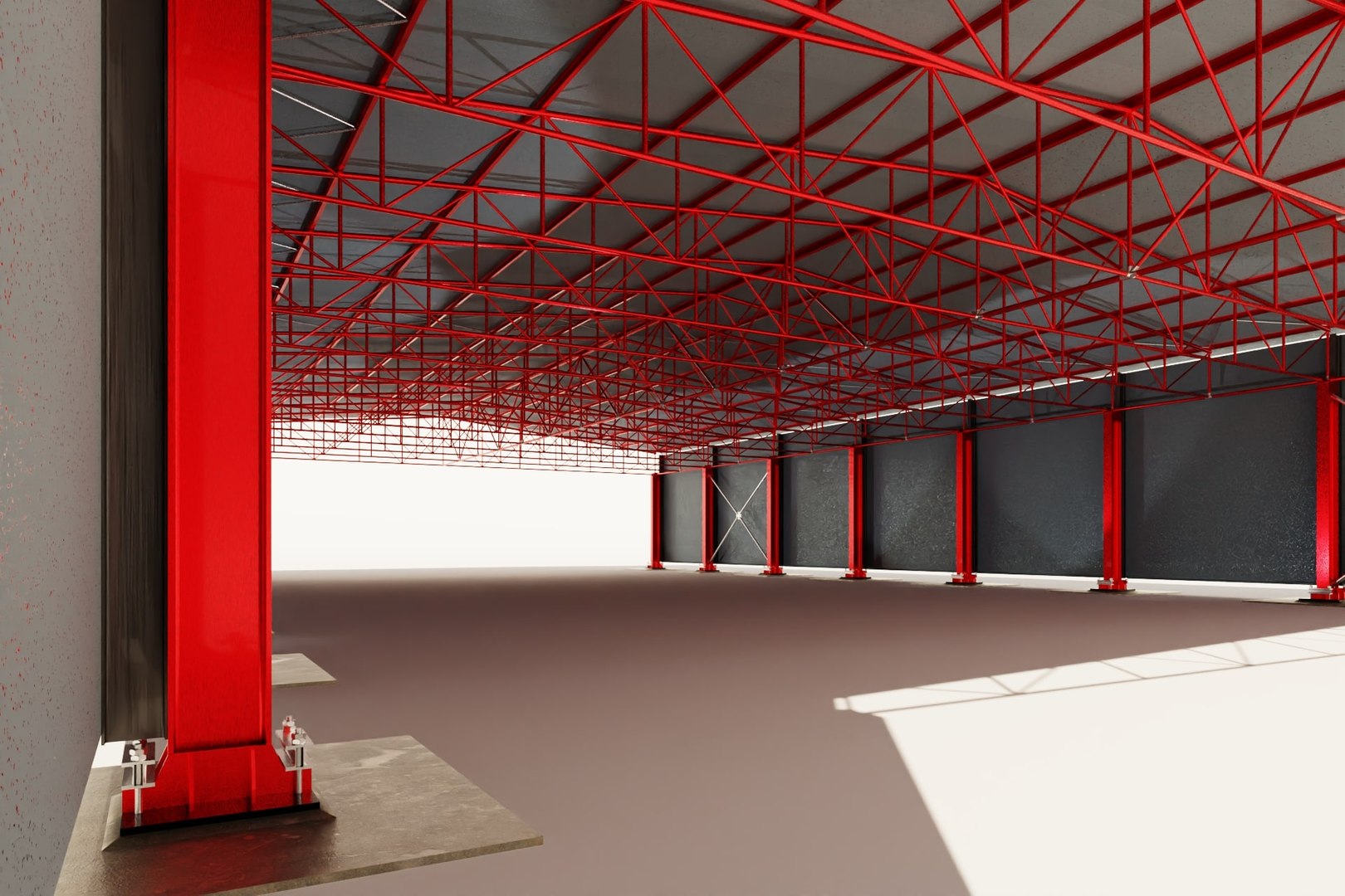 3D Industrial Steel Truss Hall - Calculated 3D Model - TurboSquid 2147078