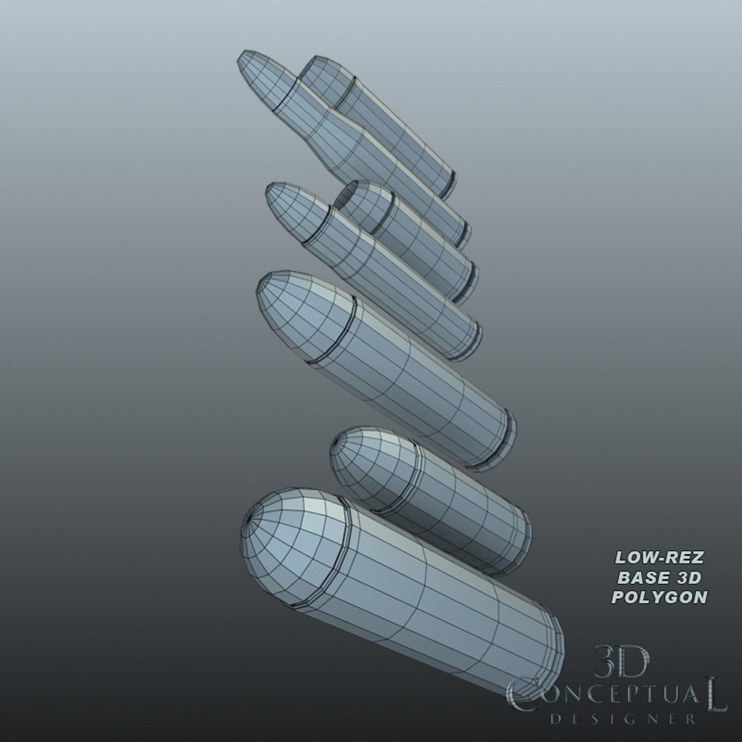 3d Set Bullets Model