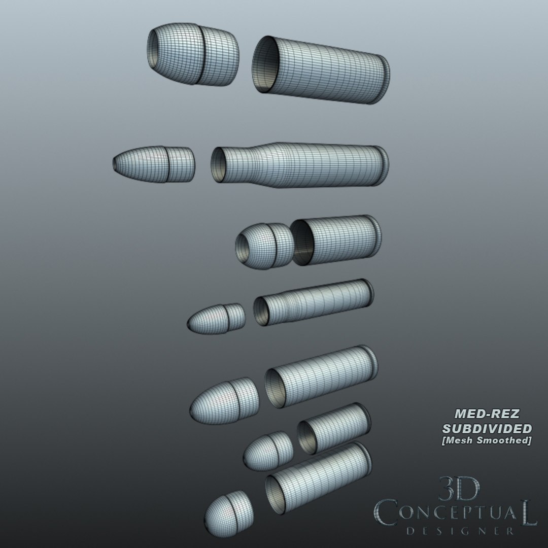 3d Set Bullets Model
