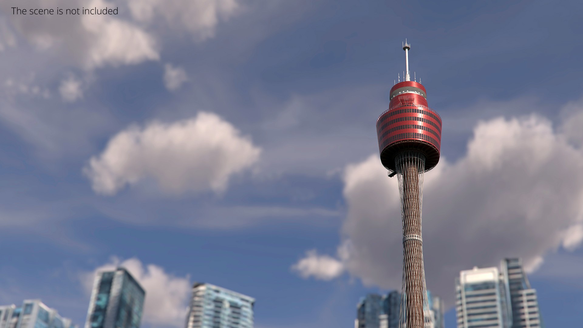 Skyscraper Observation Tower Urban Dark Red 3D Model - TurboSquid 2478976