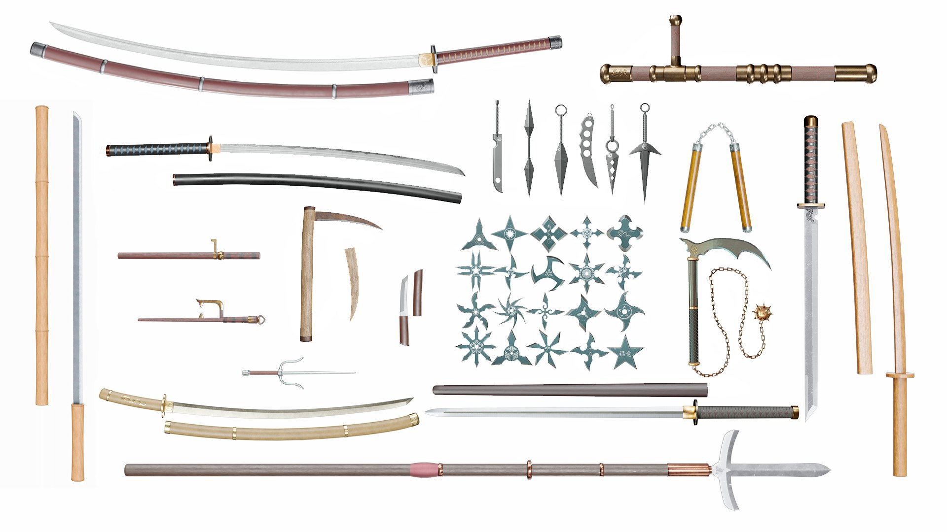 modelo 3d Japanese weapon set - TurboSquid 2015341