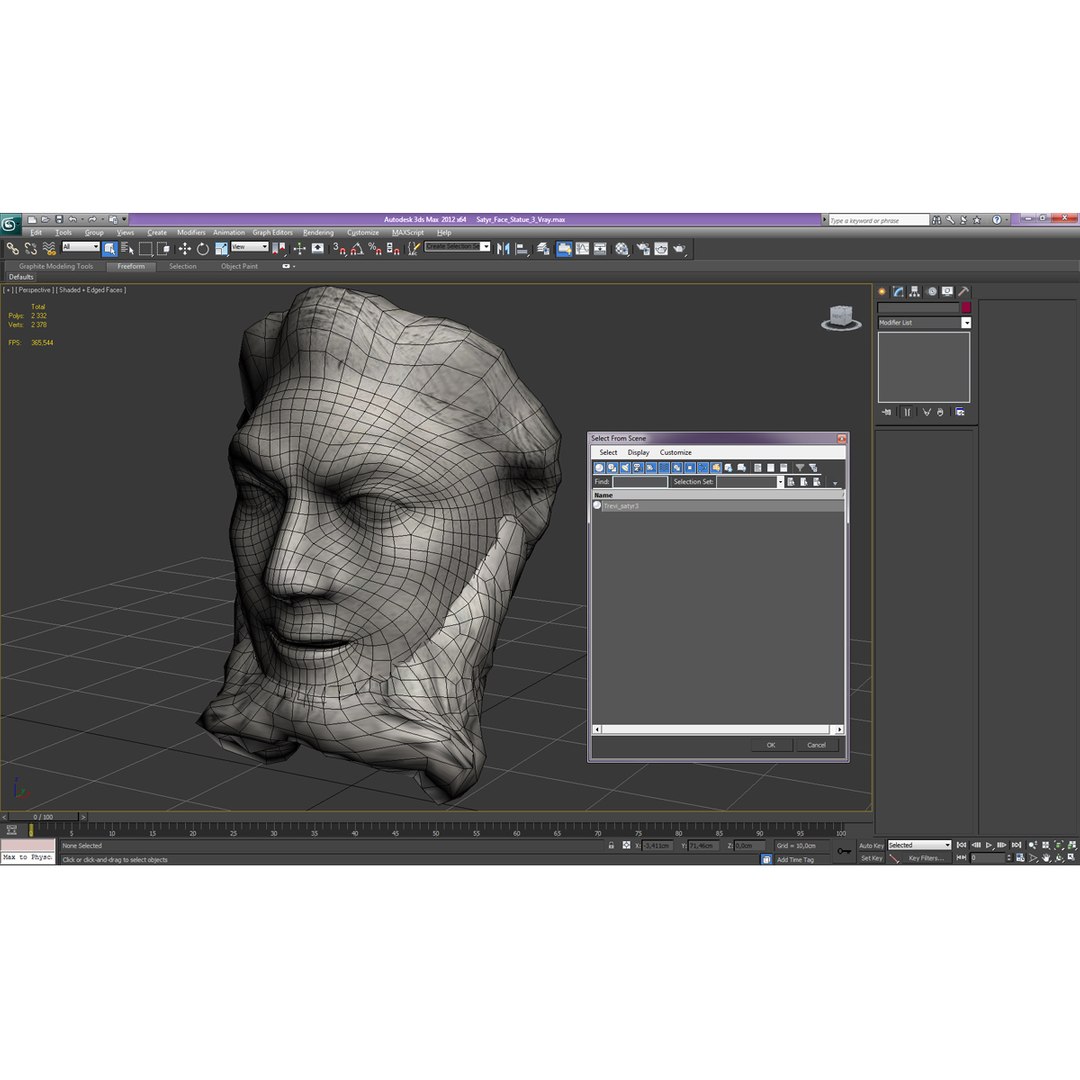 Satyr Face Statue 3 3ds