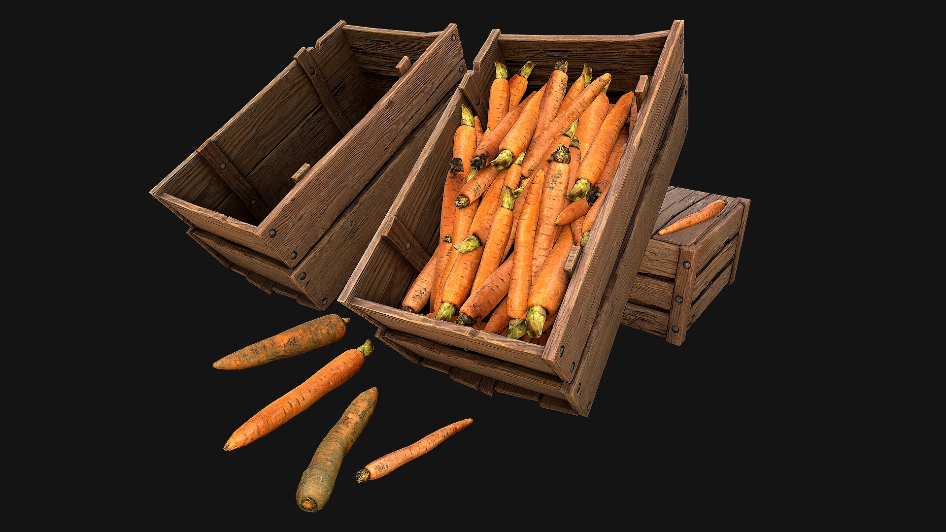 3D Carrots Box Crate Stand Model - TurboSquid 1916347