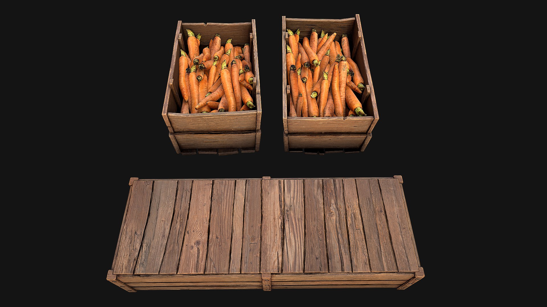 3D Carrots Box Crate Stand Model - TurboSquid 1916347