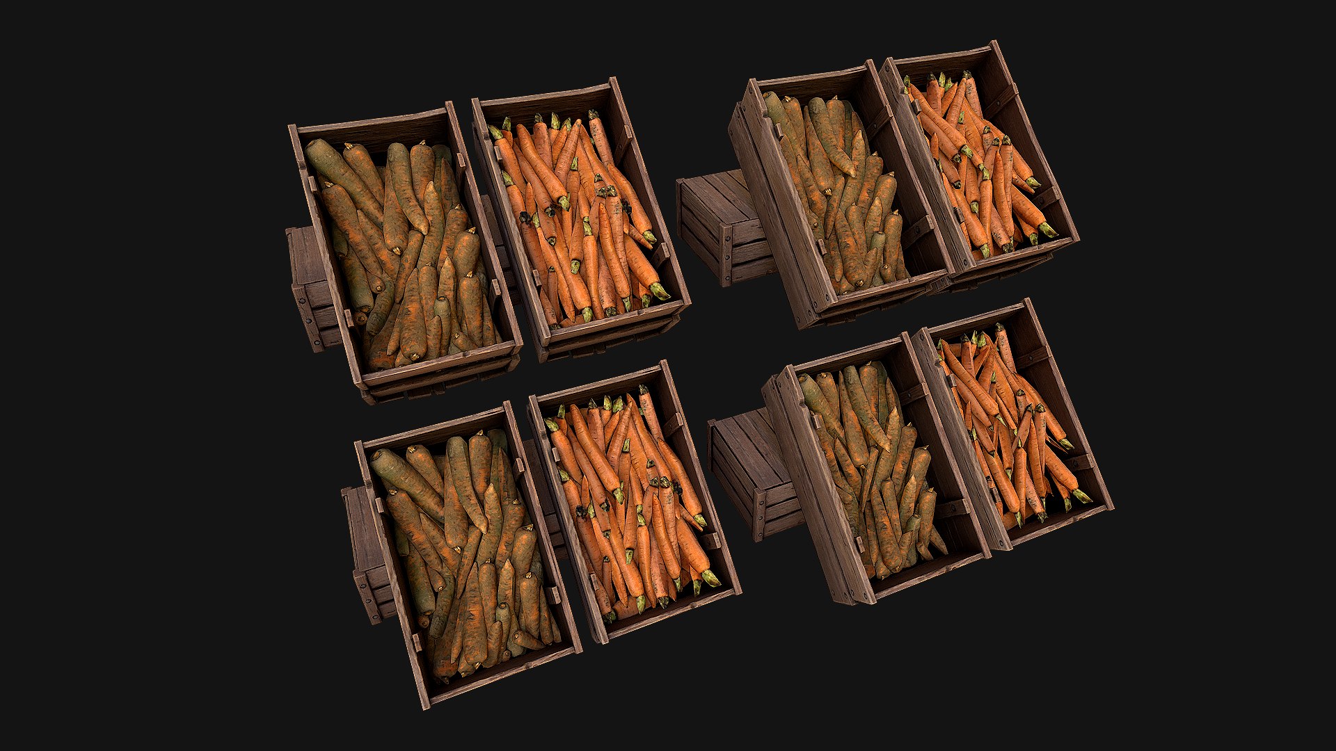 3D Carrots Box Crate Stand Model - TurboSquid 1916347