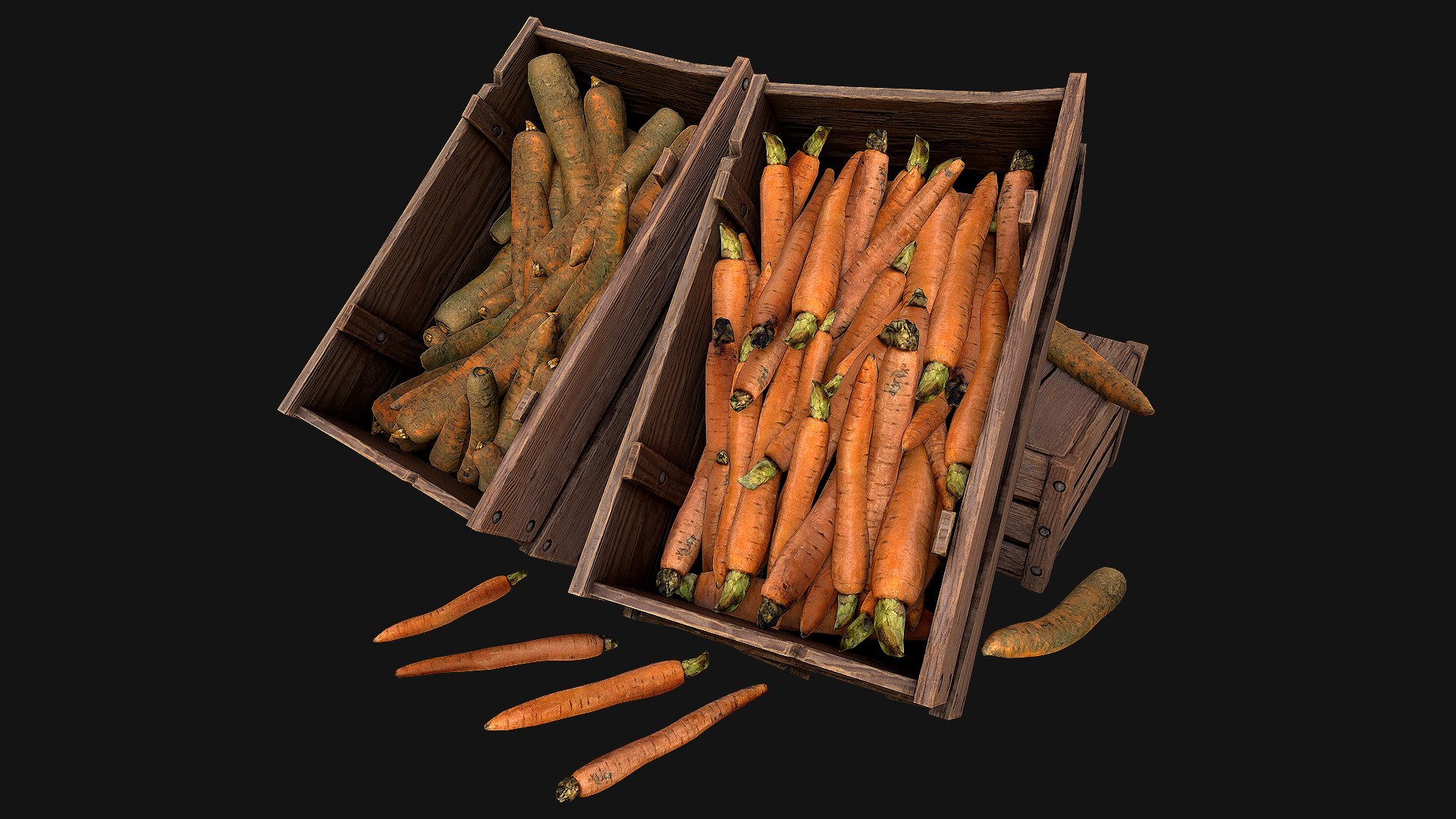 3D Carrots Box Crate Stand Model - TurboSquid 1916347