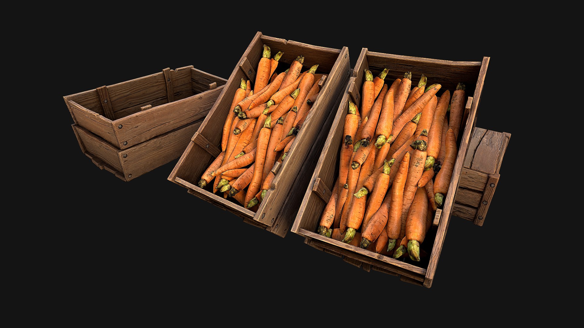 3D Carrots Box Crate Stand Model - TurboSquid 1916347