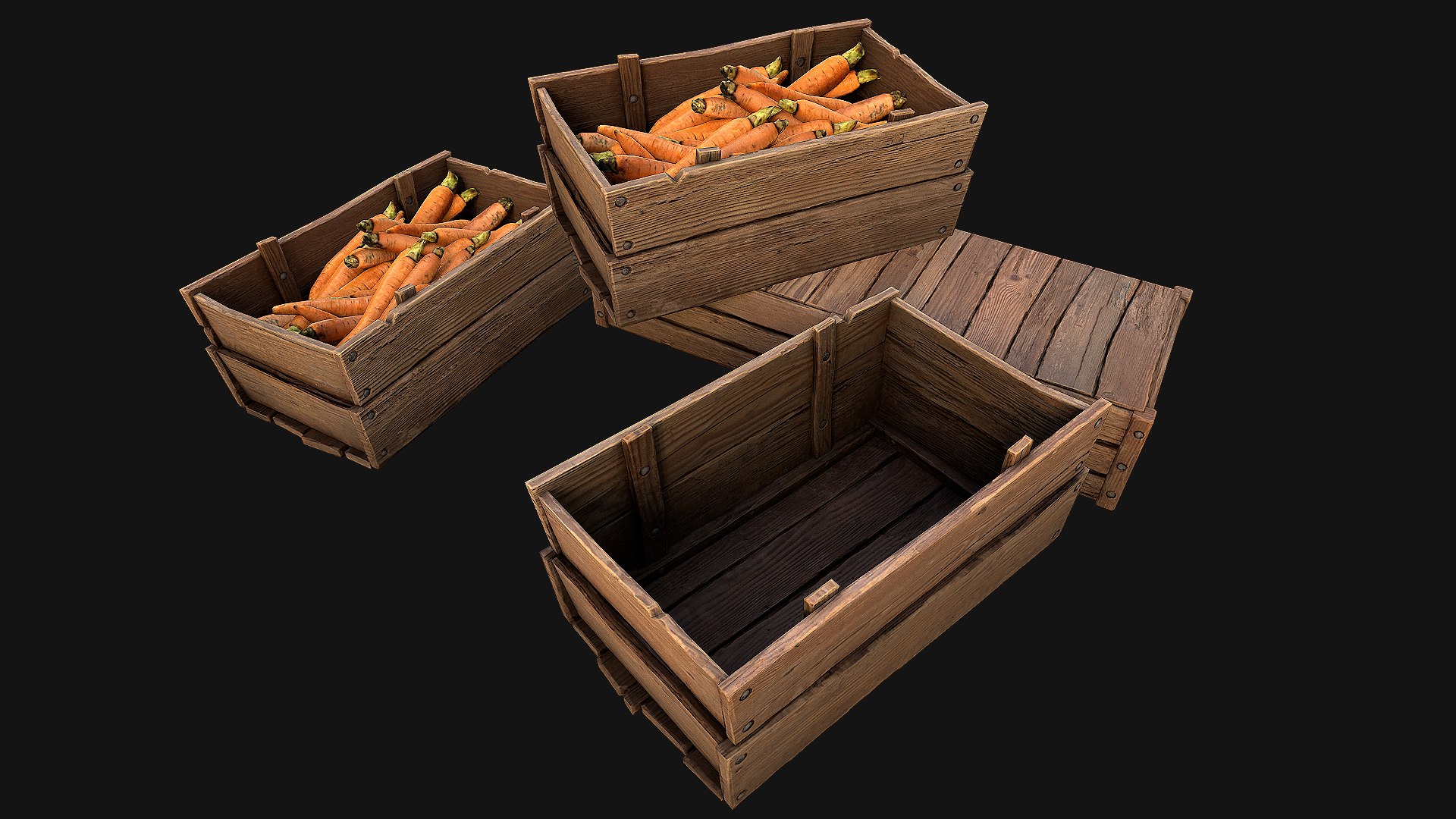 3D Carrots Box Crate Stand Model - TurboSquid 1916347