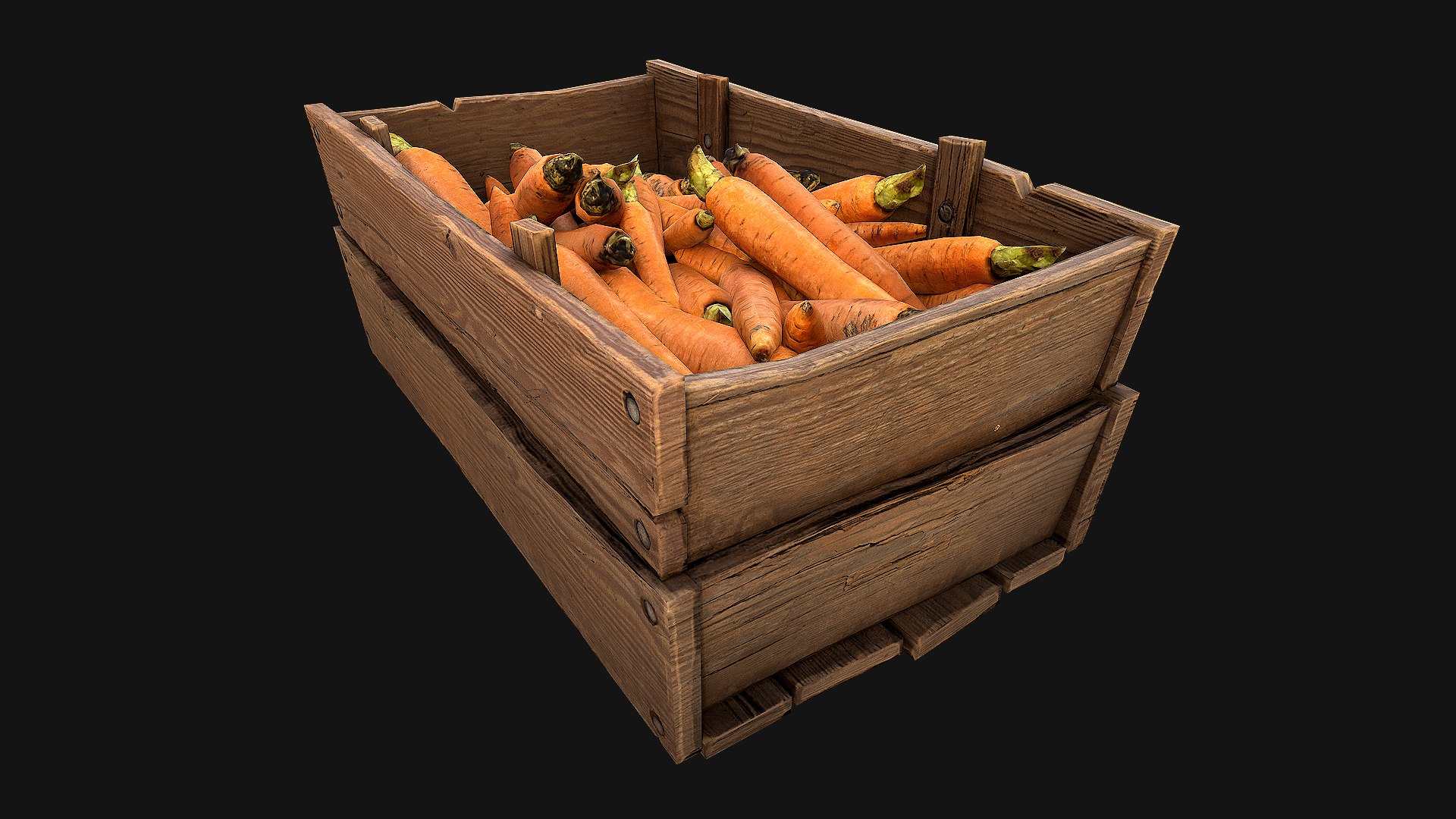 3D Carrots Box Crate Stand model - TurboSquid 1916347