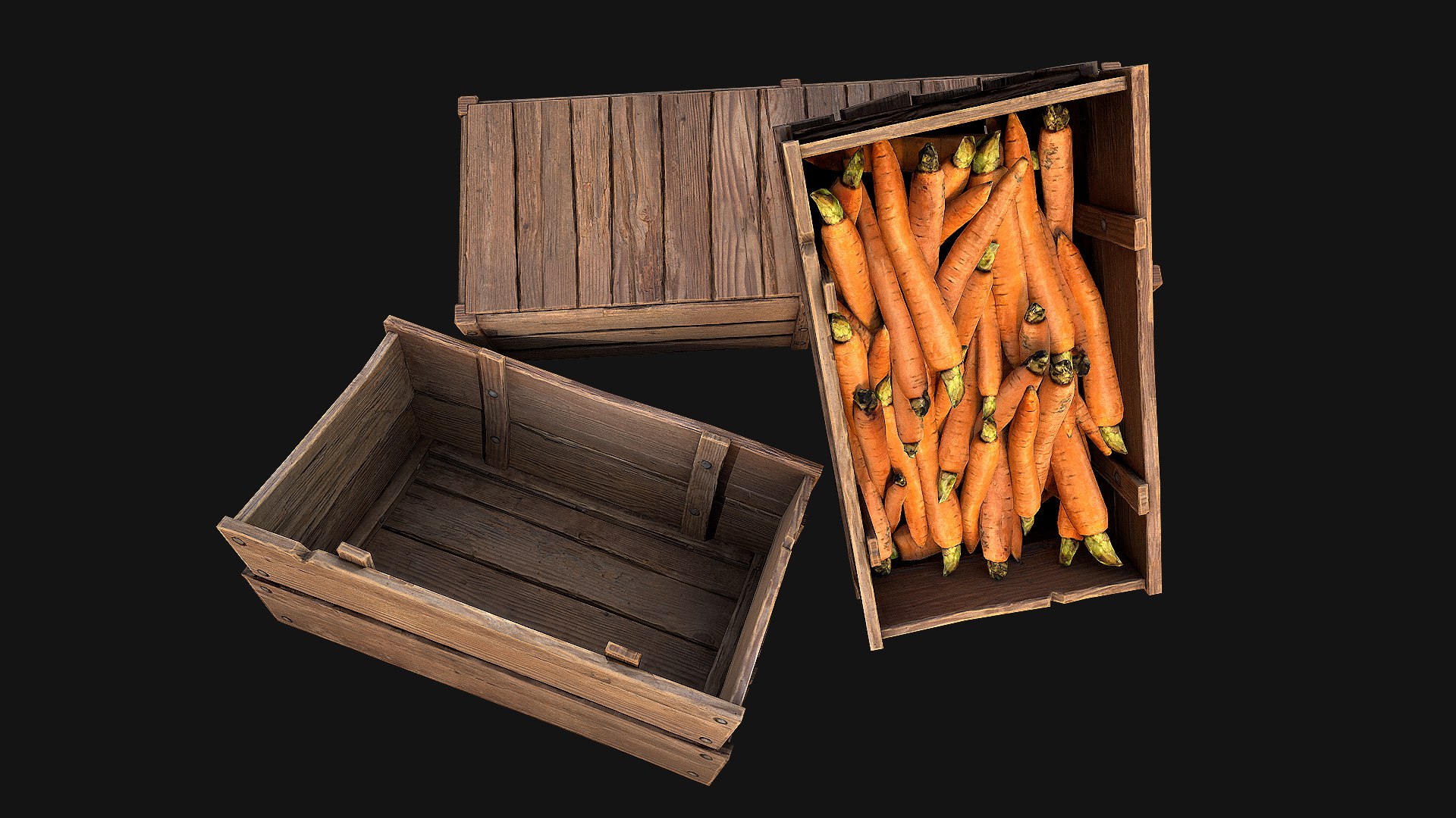 3D Carrots Box Crate Stand Model - TurboSquid 1916347