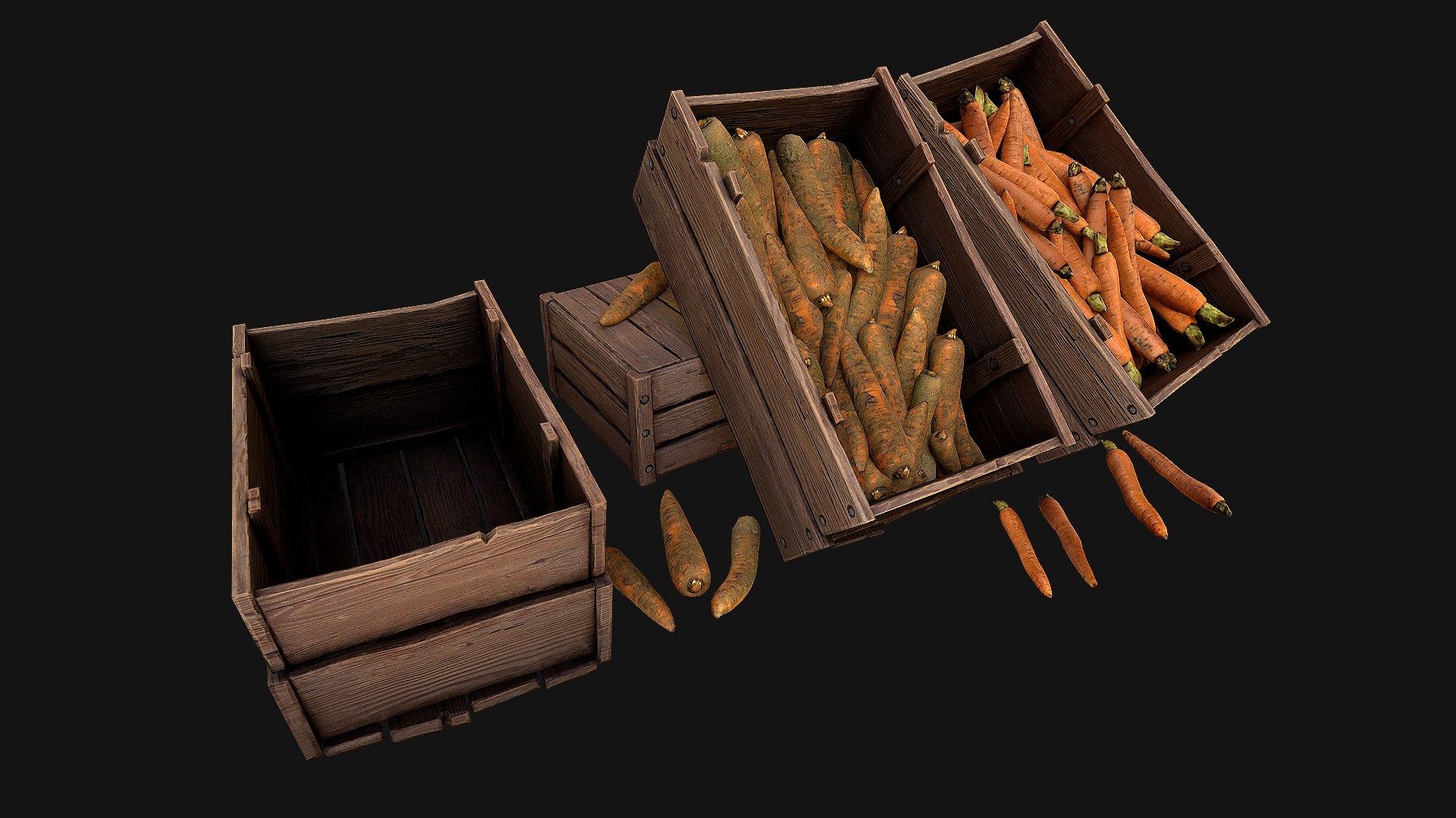 3D Carrots Box Crate Stand Model - TurboSquid 1916347
