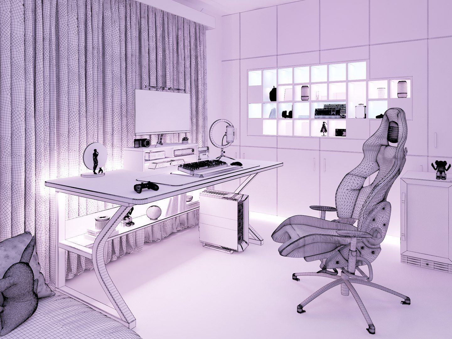 Playroom Esports Room Live Broadcast Room Pink Esports Room 3D Model ...