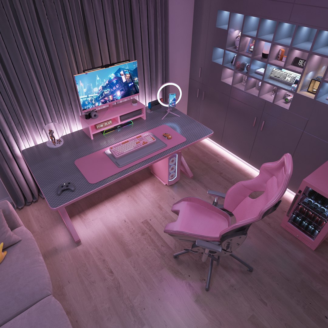 Playroom Esports Room Live Broadcast Room Pink Esports Room 3D Model ...