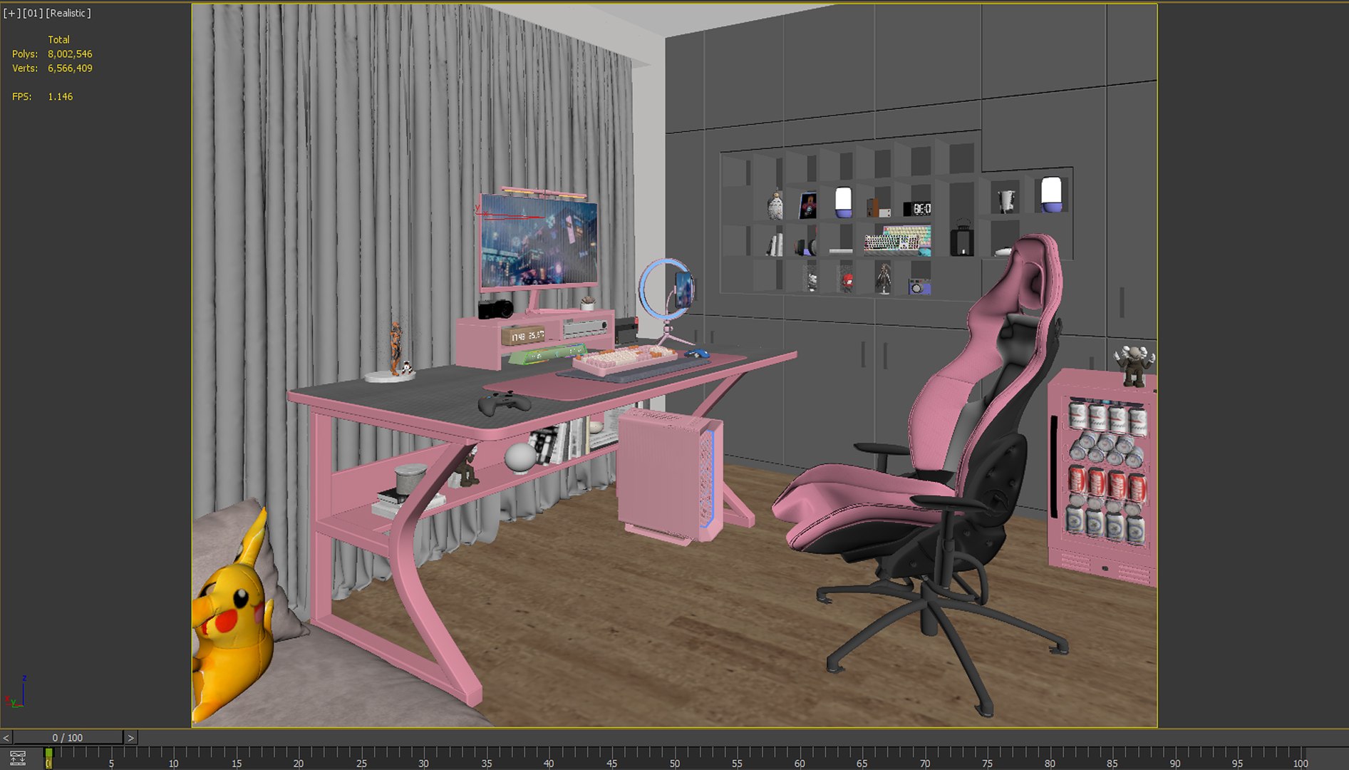 Playroom Esports Room Live Broadcast Room Pink Esports Room 3D Model ...