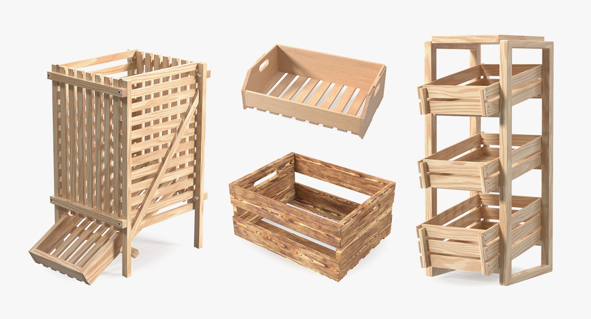 3D model Wooden Vegetable Racks Collection 3 - TurboSquid 1994150