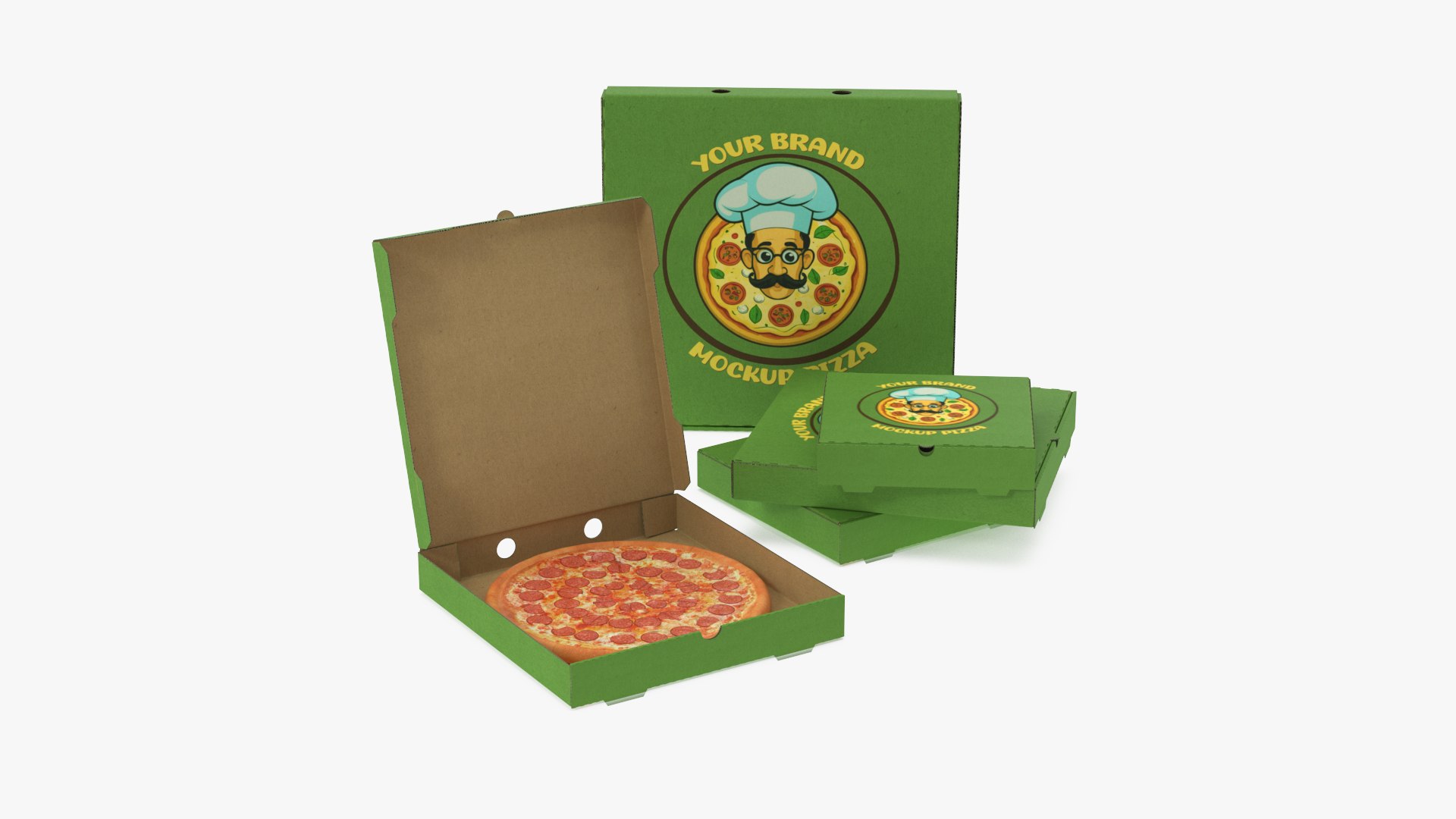 Pizza Boxes With Pizza Mockup 3D Model - TurboSquid 2297235