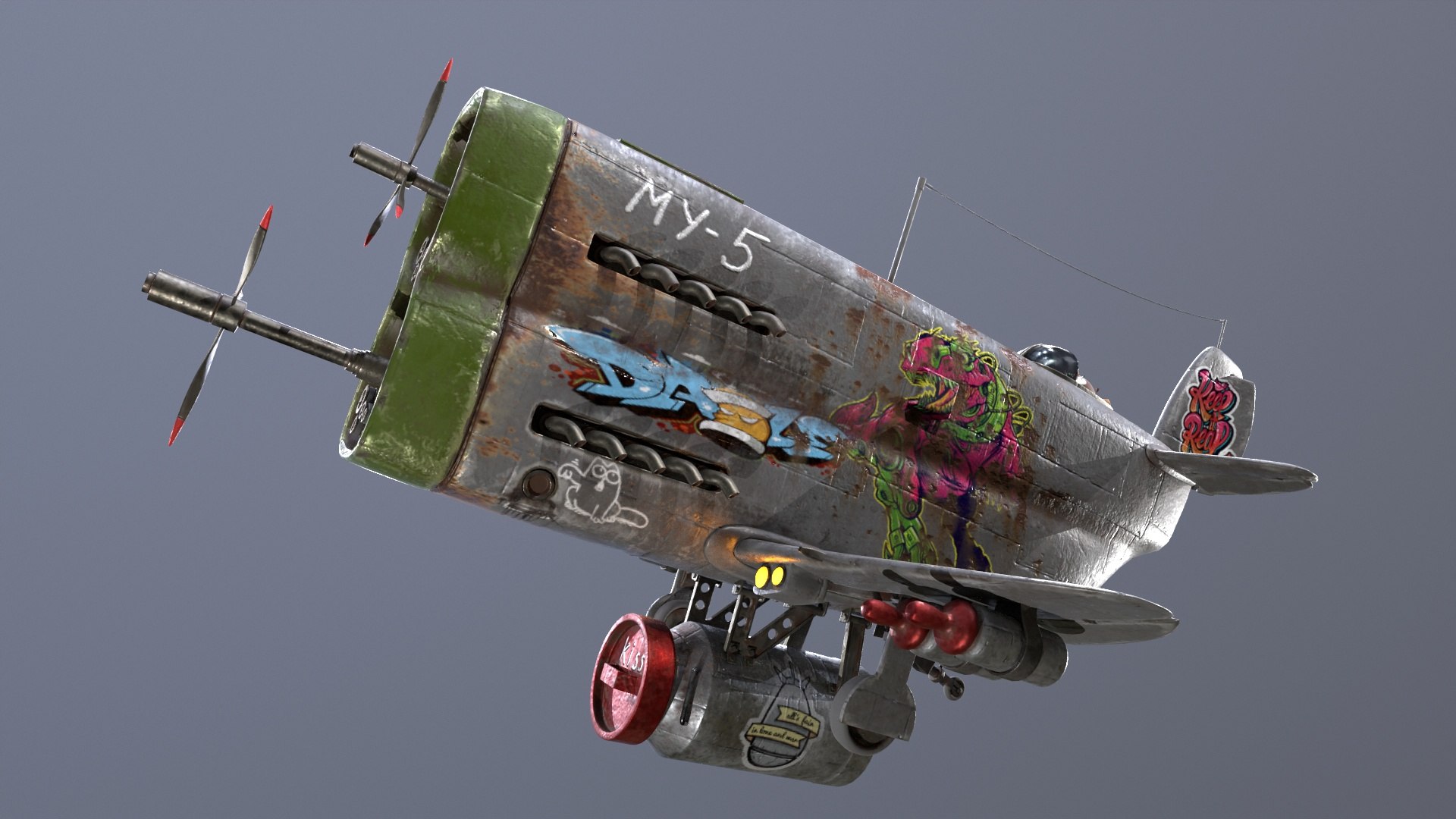 3D Stylized Realistic Gray Airplane - TurboSquid 2110123