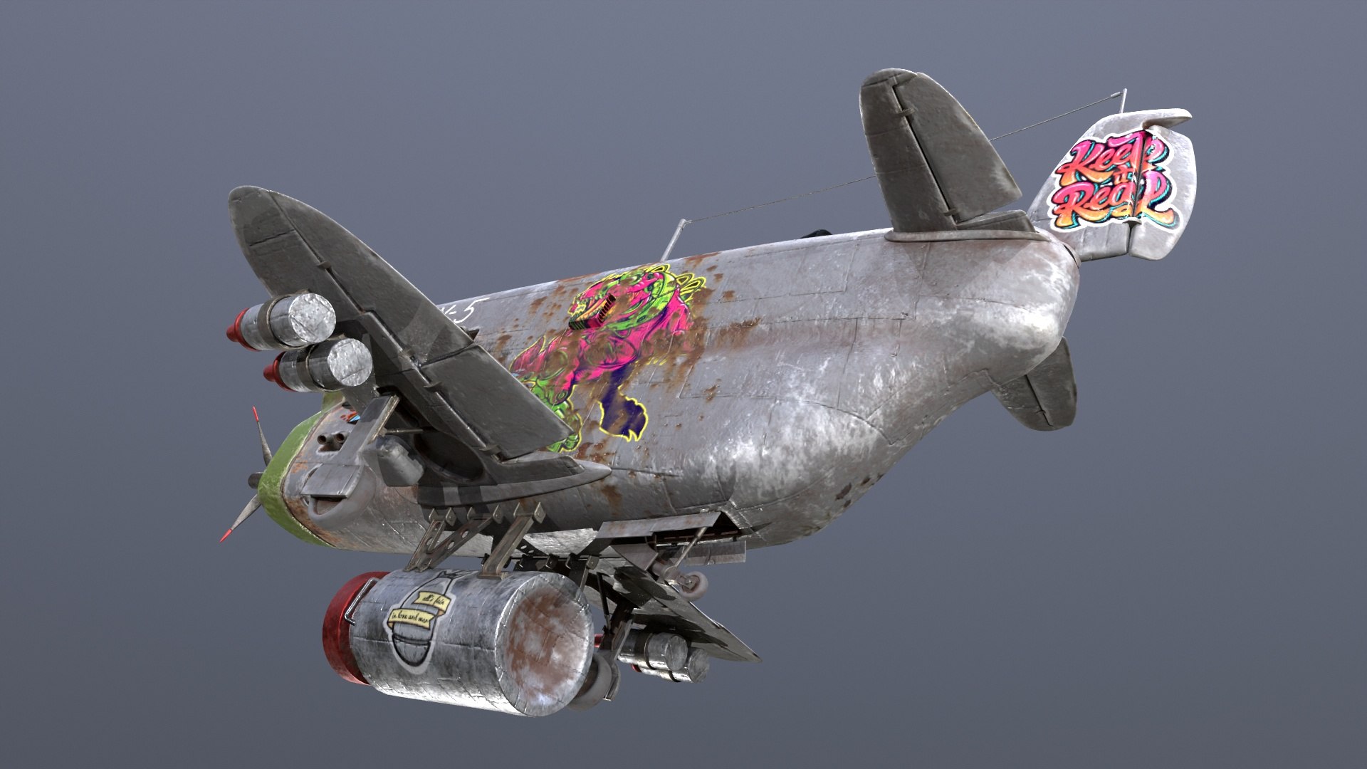 3D Stylized Realistic Gray Airplane - TurboSquid 2110123