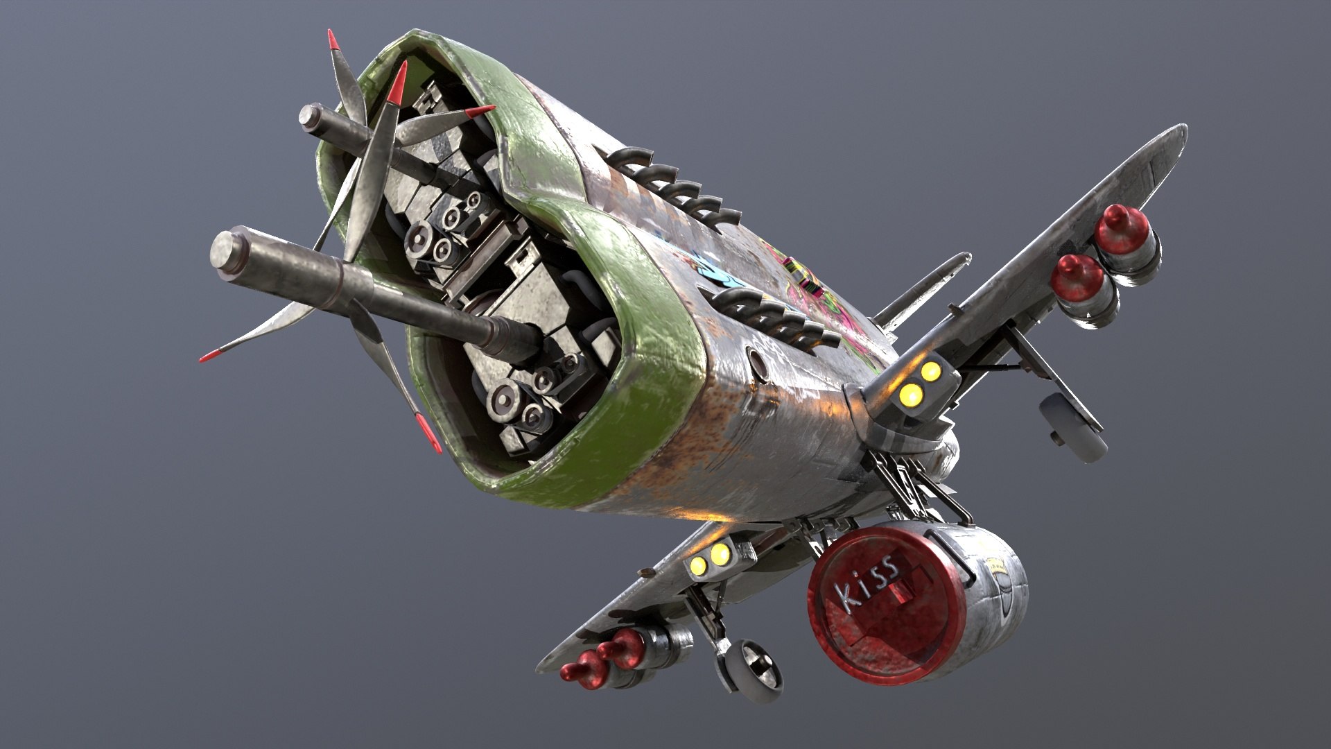 3D Stylized Realistic Gray Airplane - TurboSquid 2110123
