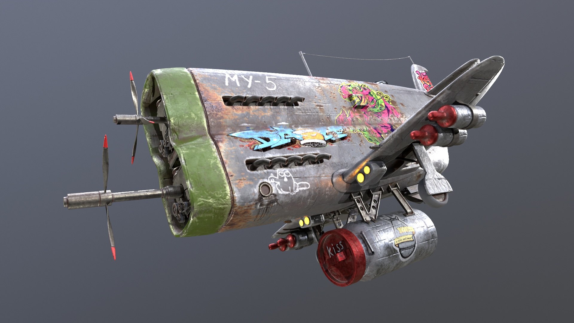 3D Stylized Realistic Gray Airplane - TurboSquid 2110123