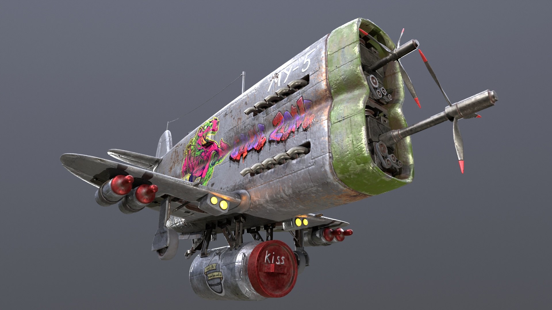 3D Stylized Realistic Gray Airplane - TurboSquid 2110123