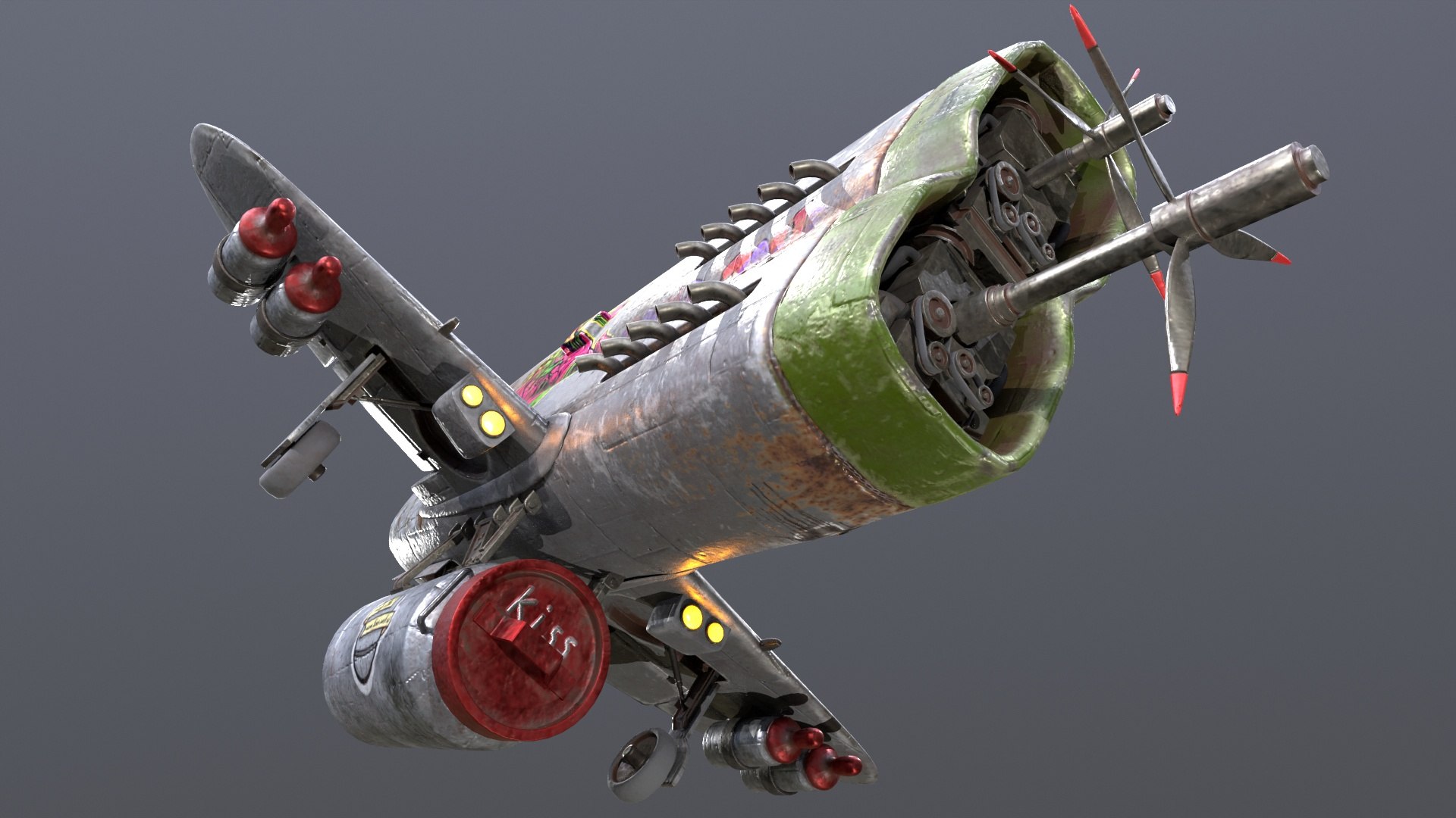 3D Stylized Realistic Gray Airplane - TurboSquid 2110123