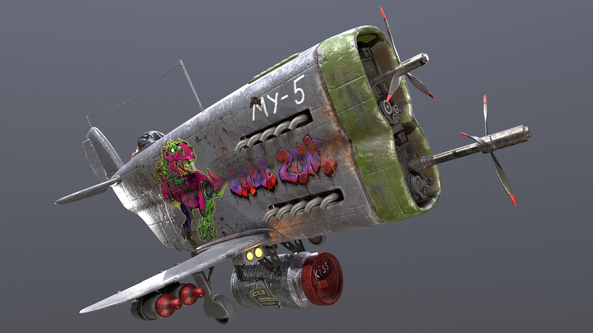 3D Stylized Realistic Gray Airplane - TurboSquid 2110123