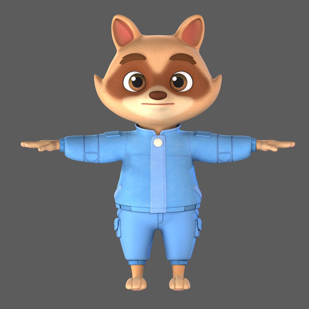Cartoon raccoon model - TurboSquid 2173217