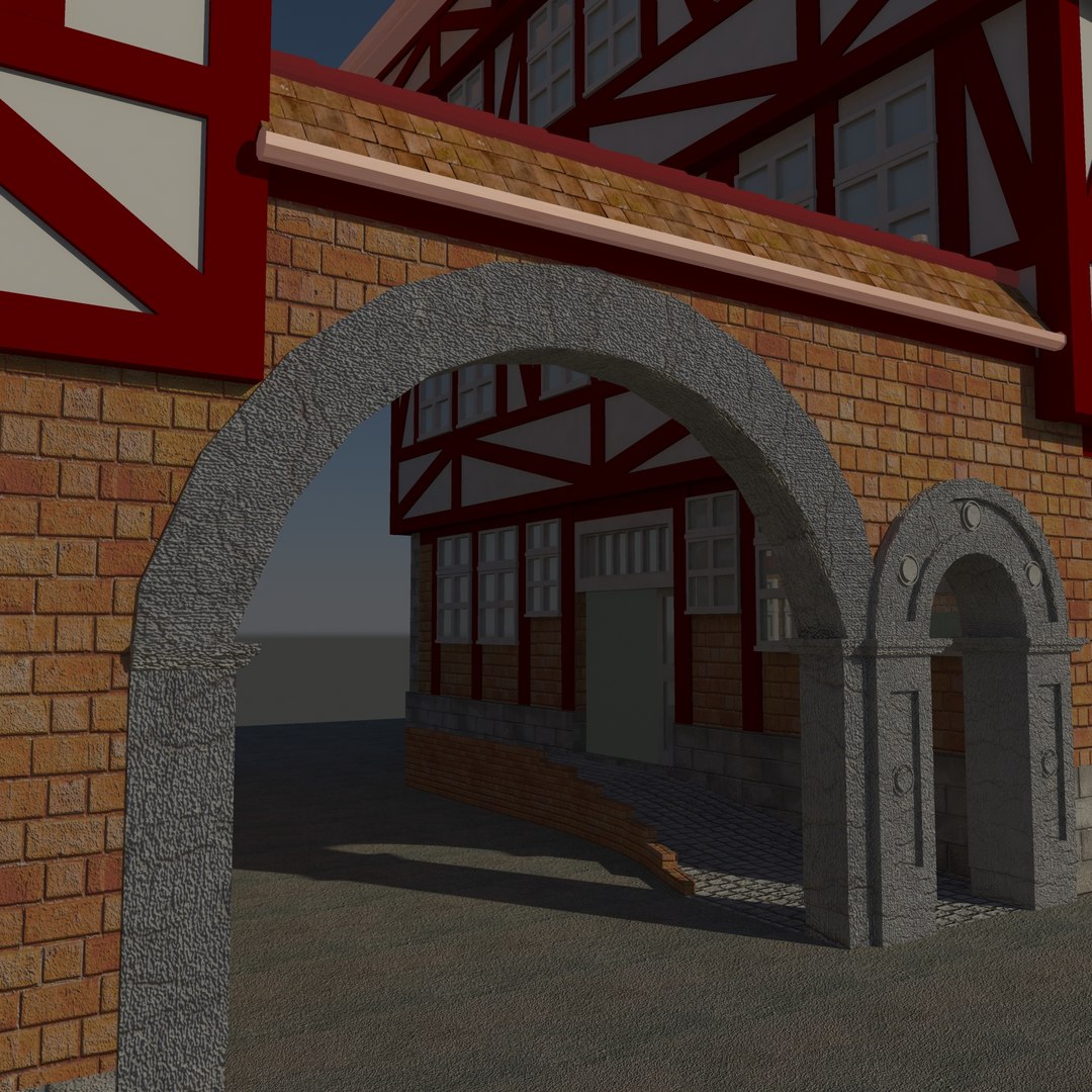 german half-timbered house 3d model