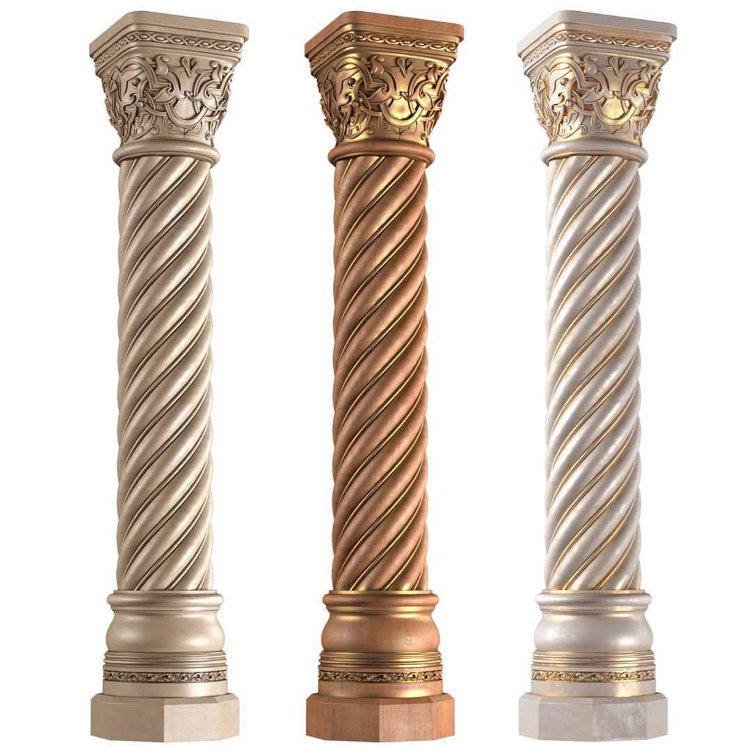 Spiral east column Spiral Arabic East Morocco Column 3D model 3D model ...