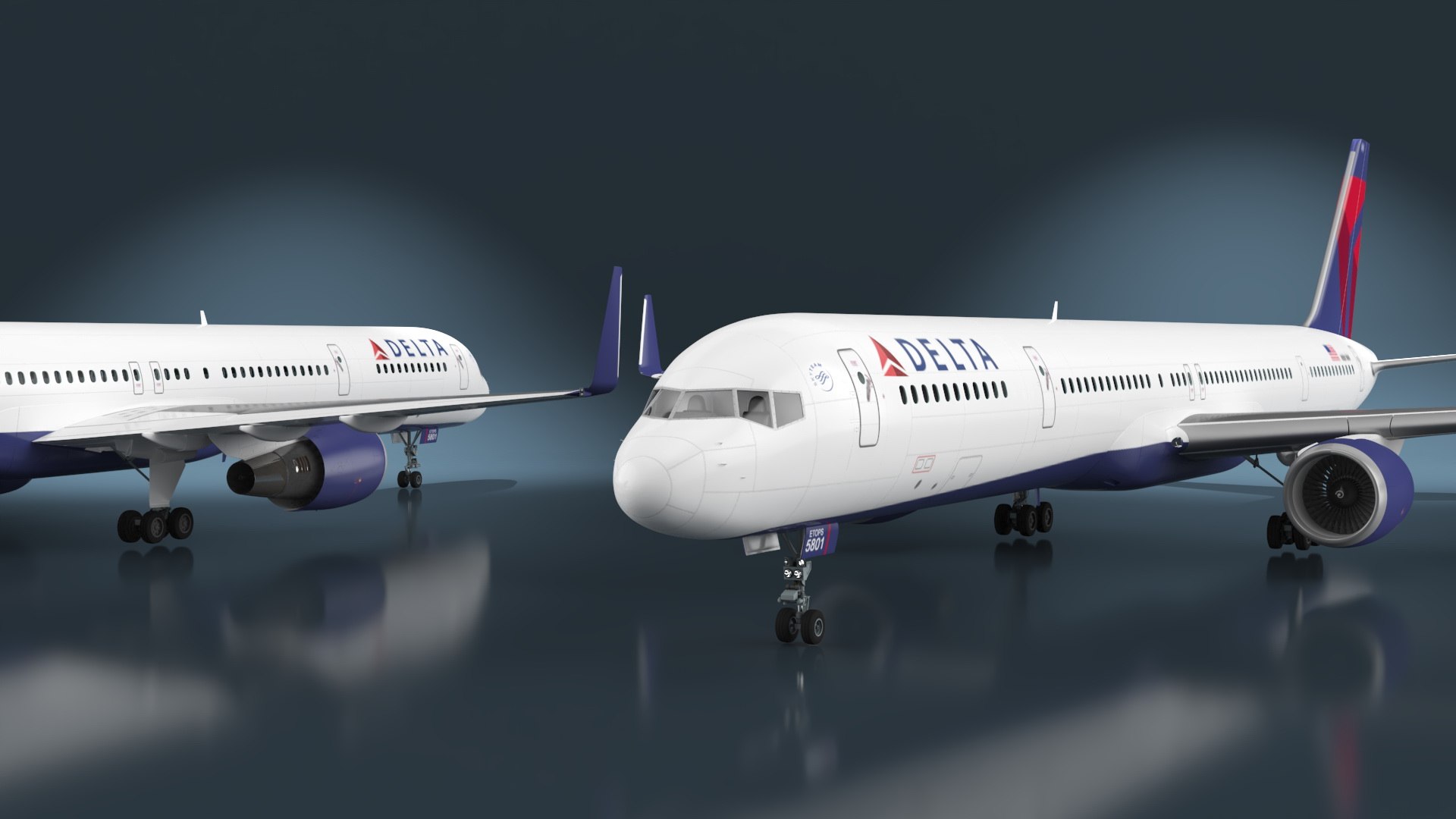 3D Delta Air Lines Boeing 757-300 With Cabin And Doors Rigged - TurboSquid 2377306