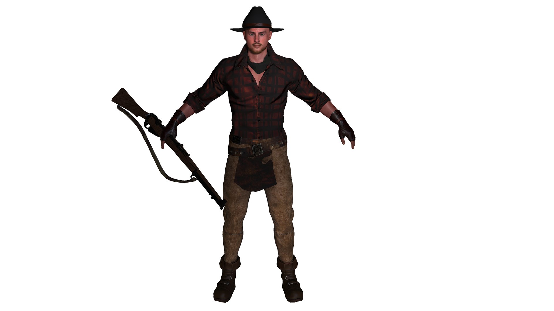 3D AAA 3D REALISTIC COWBOY CHARACTER 01 - GAME READY RIGGED Model ...