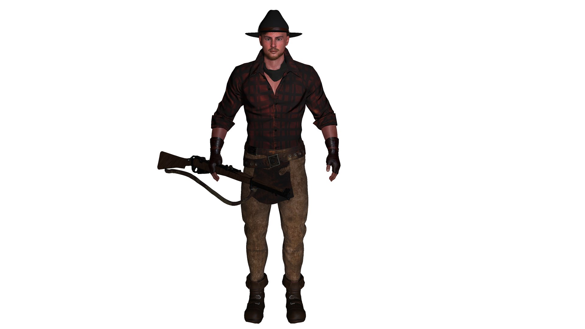 3D AAA 3D REALISTIC COWBOY CHARACTER 01 - GAME READY RIGGED Model ...