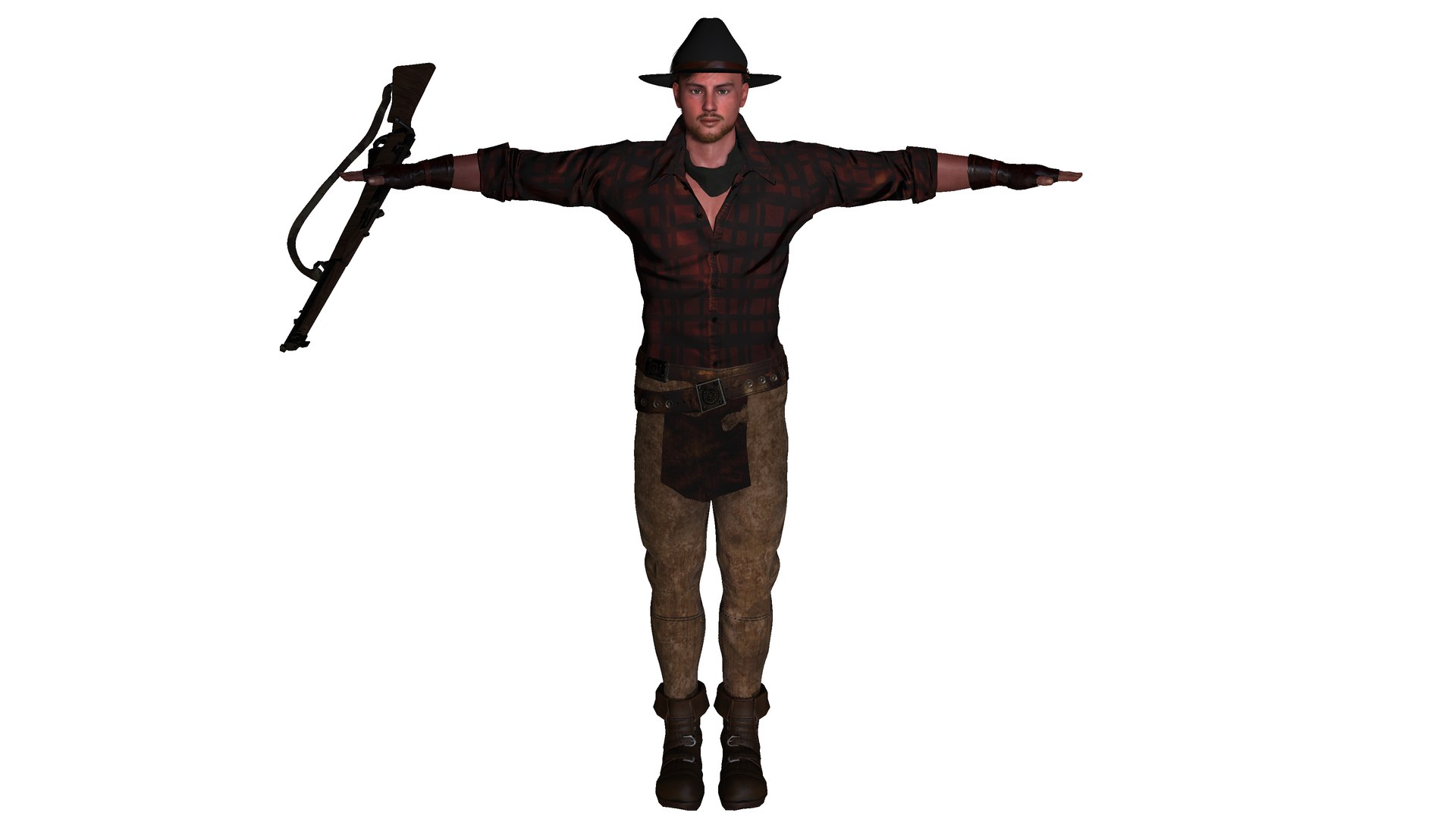 3D AAA 3D REALISTIC COWBOY CHARACTER 01 - GAME READY RIGGED Model ...