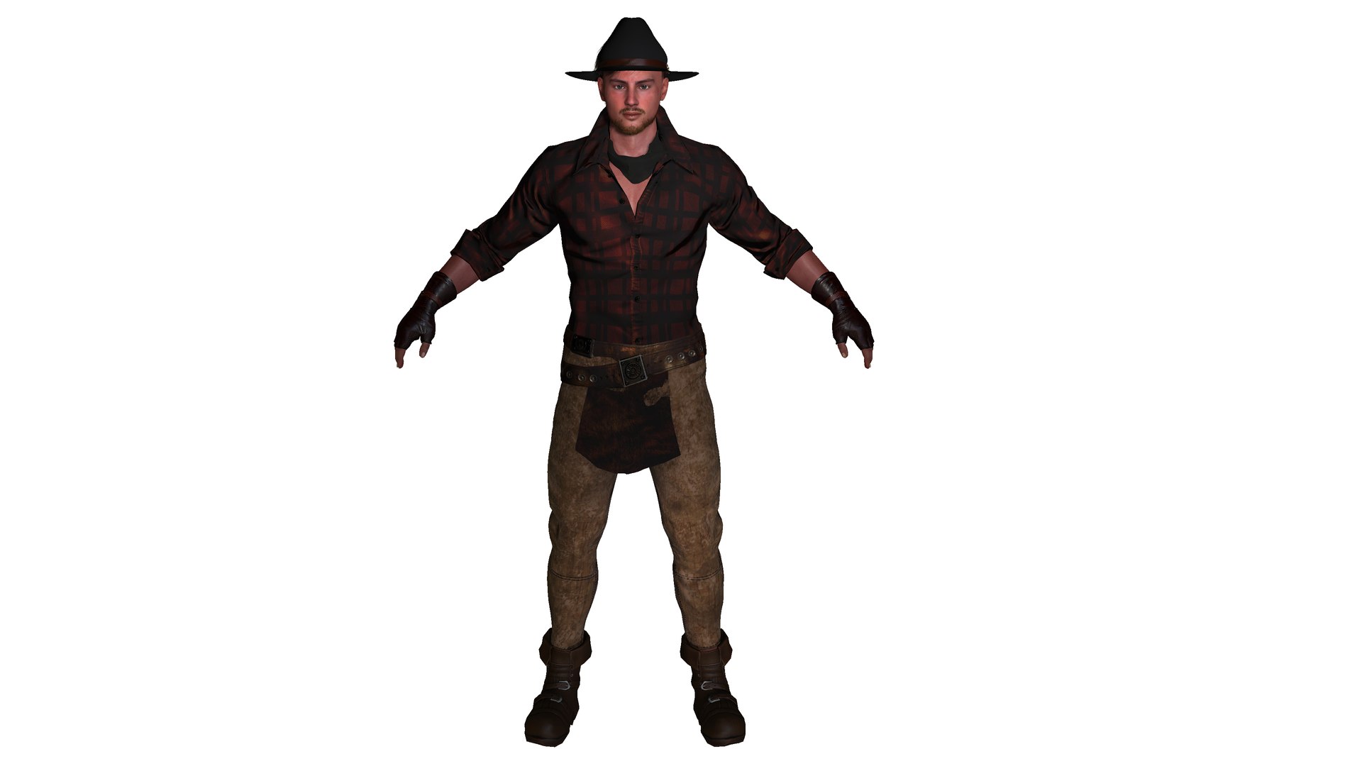 3D AAA 3D REALISTIC COWBOY CHARACTER 01 - GAME READY RIGGED Model ...