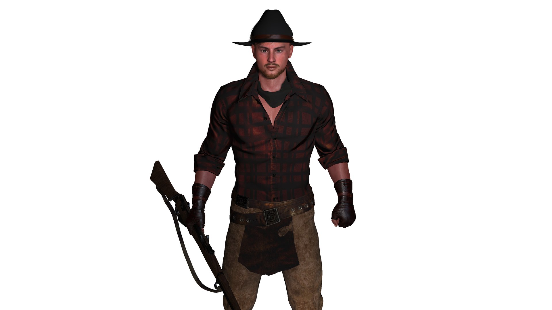3D AAA 3D REALISTIC COWBOY CHARACTER 01 - GAME READY RIGGED Model ...