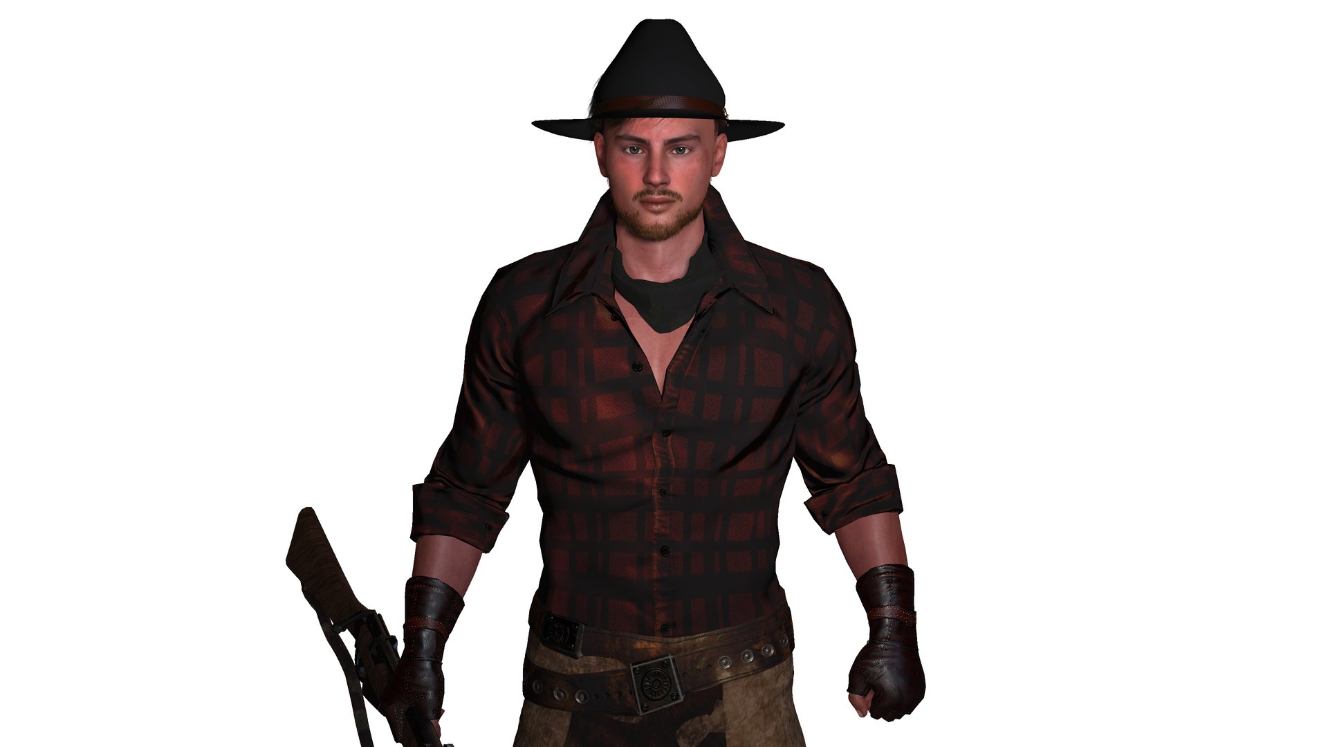 3D AAA 3D REALISTIC COWBOY CHARACTER 01 - GAME READY RIGGED Model ...