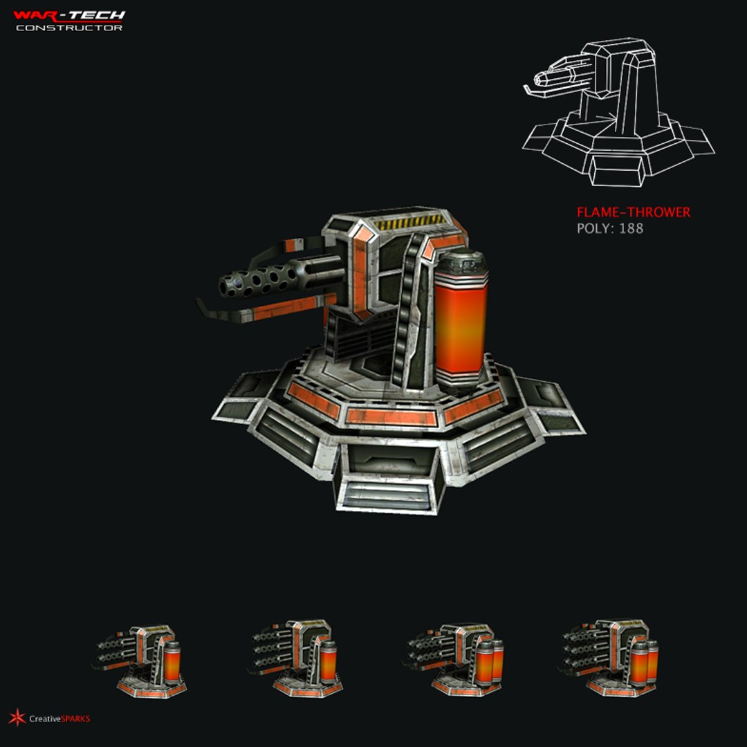 Tower Modular Mech Turrets 3d Fbx
