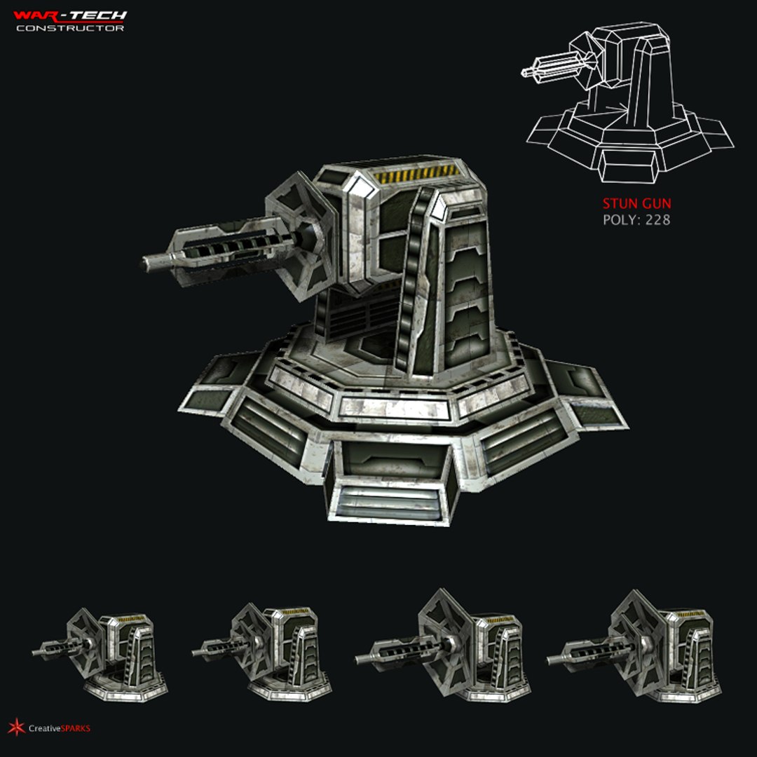 Tower Modular Mech Turrets 3d Fbx