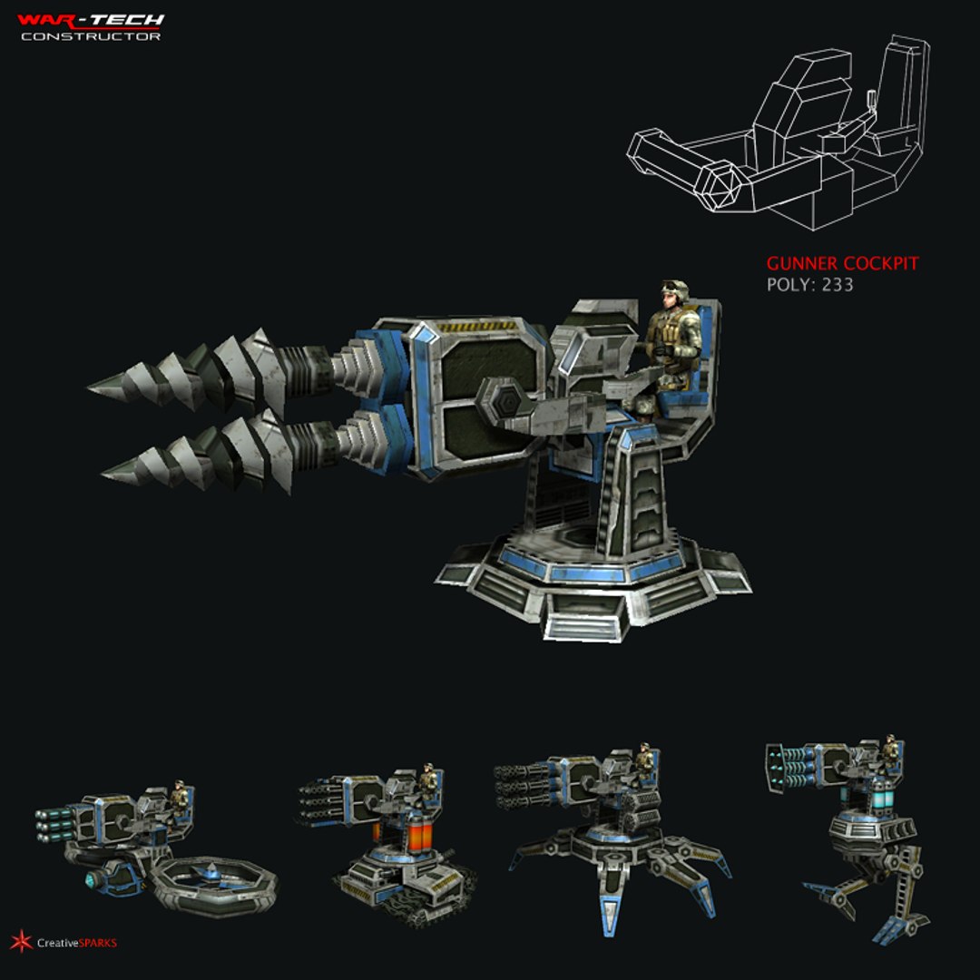 Tower Modular Mech Turrets 3d Fbx